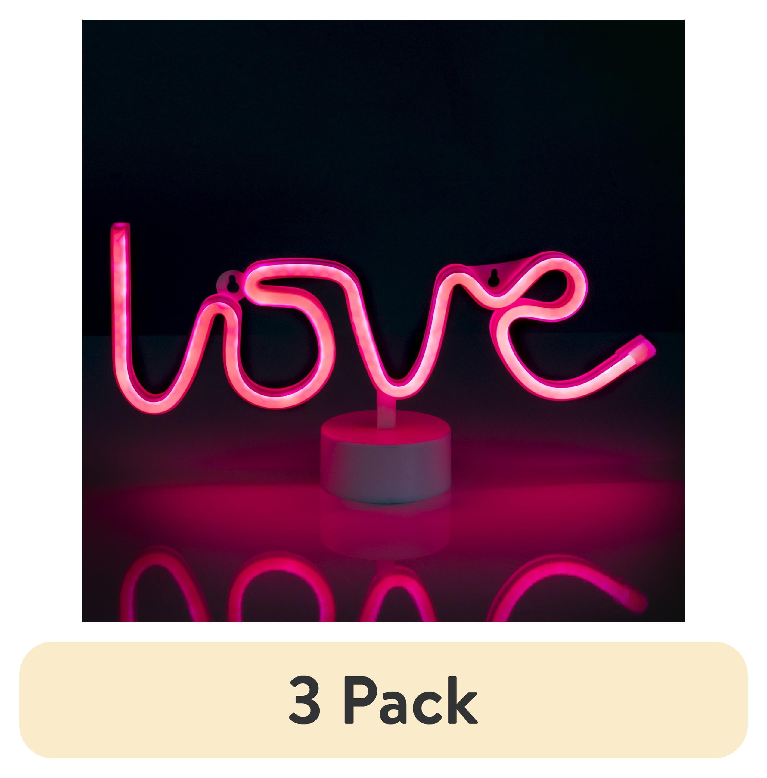 (3 pack) BrightSide Neon Love LED Desk Stand - Pink Tube with White ...