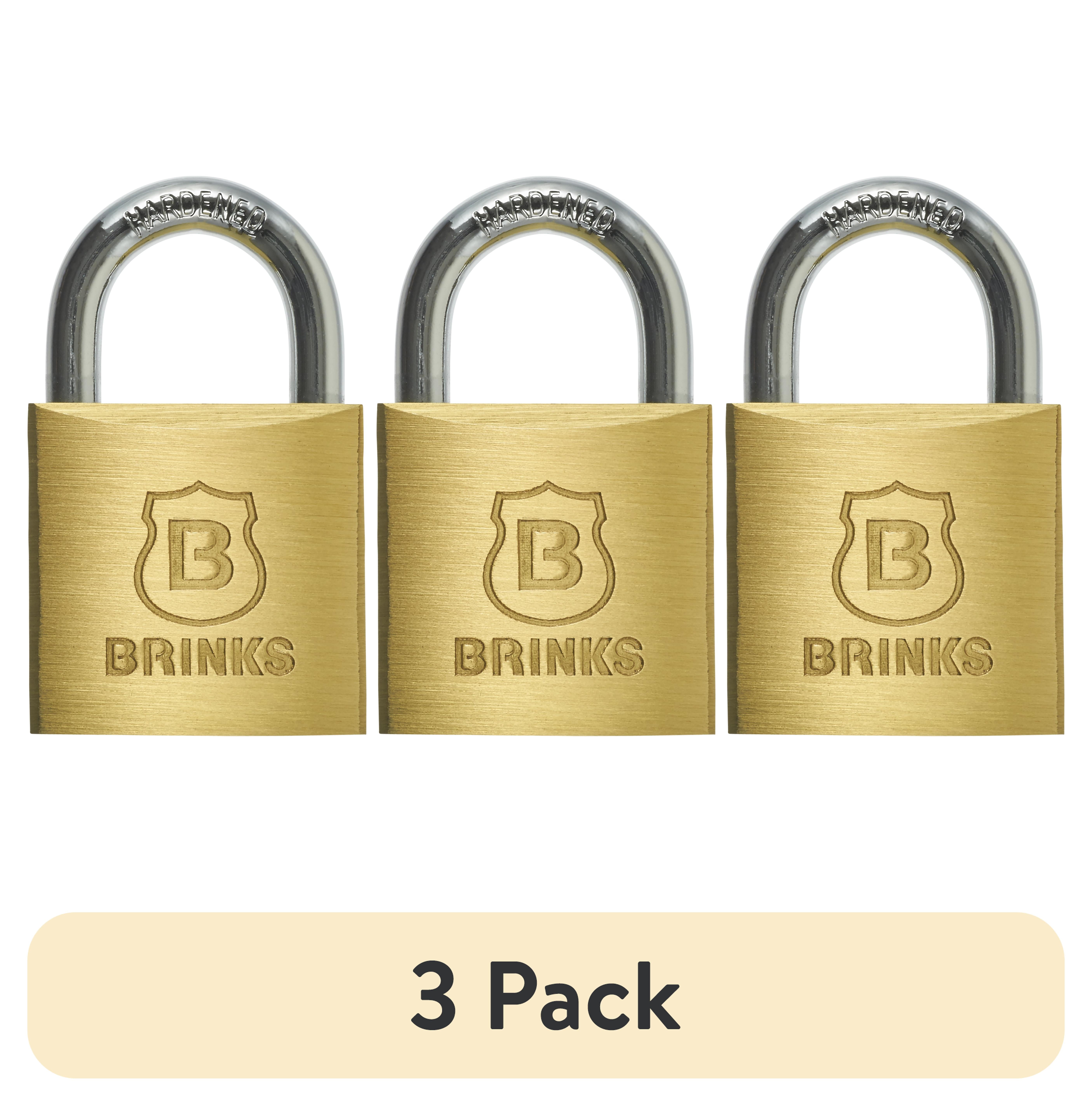 (3 pack) Brinks Solid Brass 30mm Keyed Padlock with 5/8in Shackle ...
