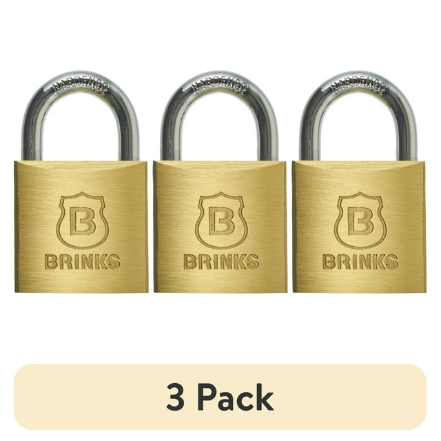 (3 pack) Brinks Solid Brass 30mm Keyed Padlock with 5/8in Shackle ...