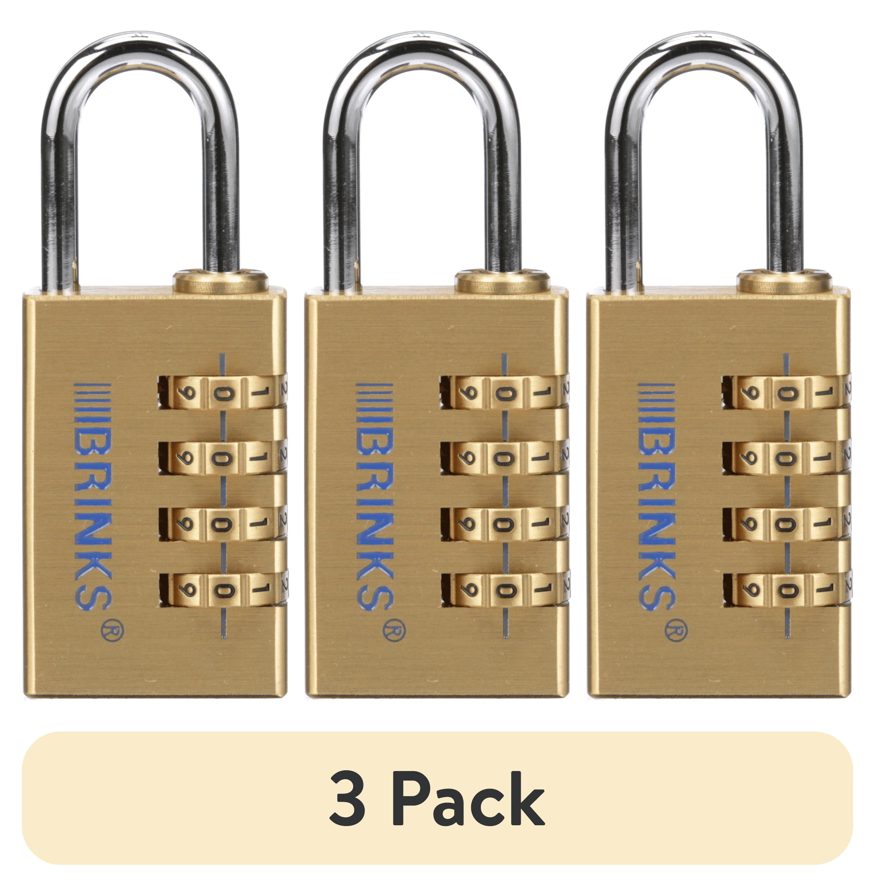 (3 pack) Brinks Solid Brass 30mm Resettable Combination Padlock with 1 ...