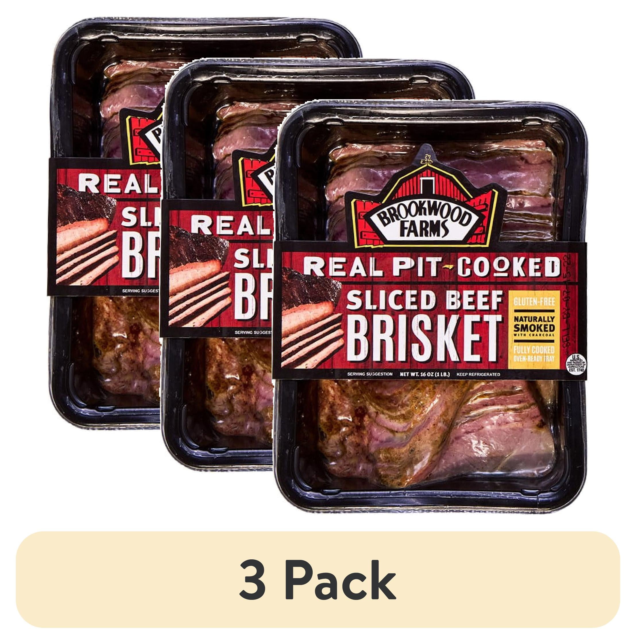(3 pack) Brookwood Farms, Smoked & Sliced, Beef Brisket, Packaged Meal ...