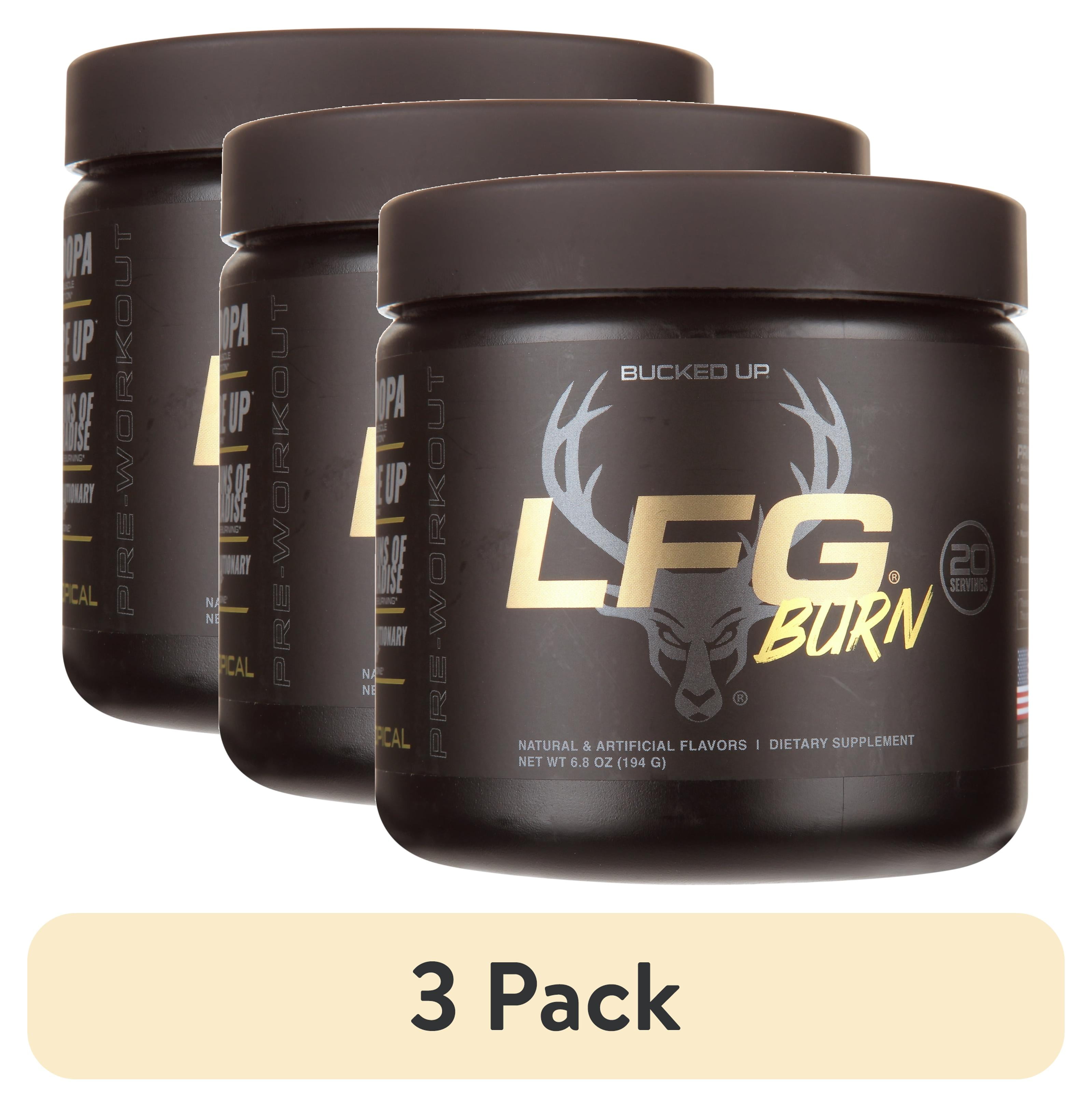 (3 pack) Bucked Up LFG Burn Pre-Workout Powder Fat Burn Supplement, Tropical Flavor, 6.8 oz, 20 ...