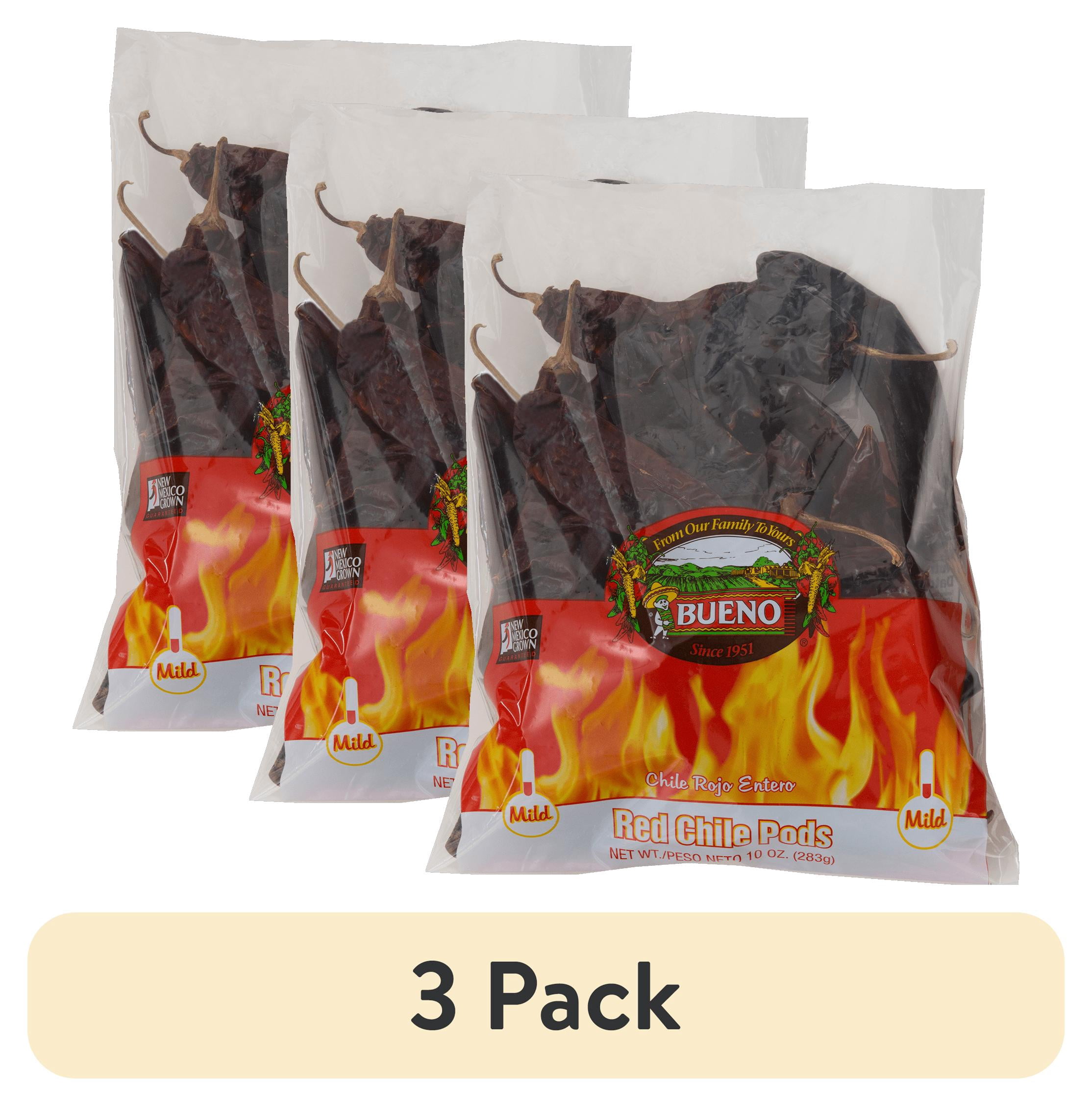 (3 pack) Bueno Foods Mild Red Chile Pods, 10oz. Does Not Contain Any of ...