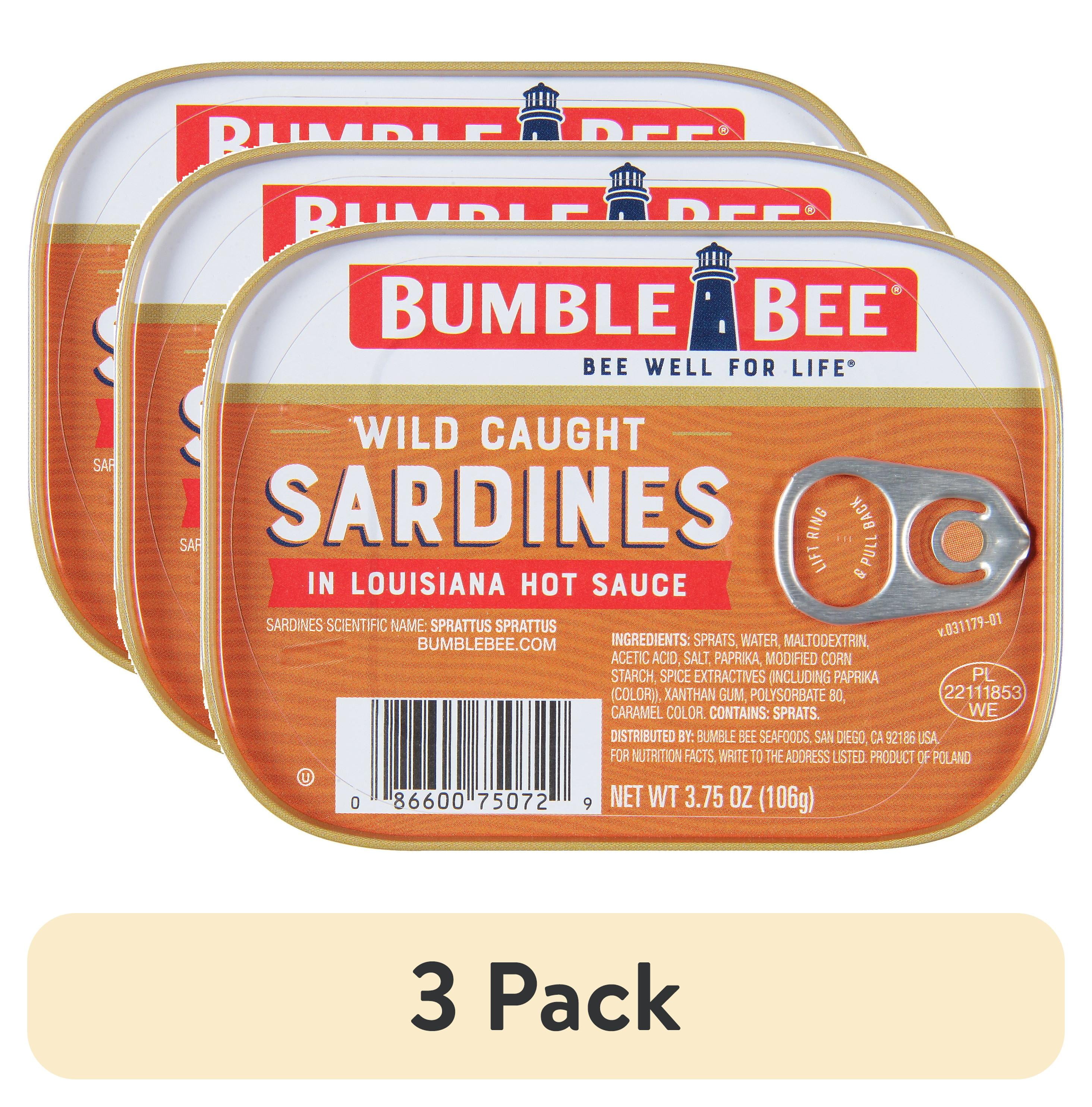 (3 pack) Bumble Bee Wild Caught Sardines in Louisiana Hot Sauce, Gluten ...