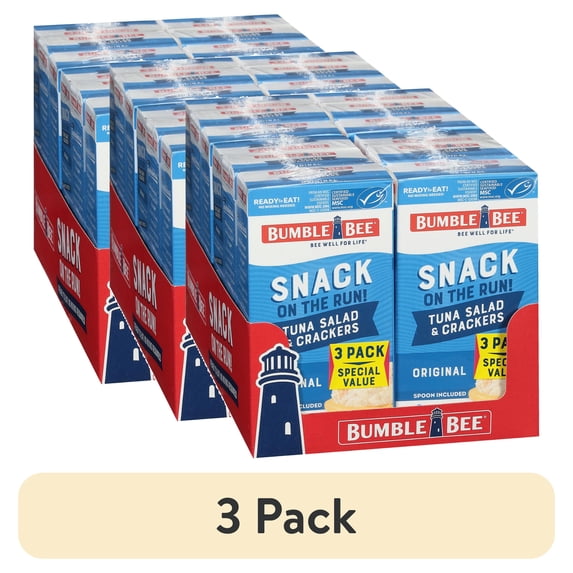 (3 pack) Bumble Bee Snack on The Run Tuna Salad with Crackers Kit, Wild ...