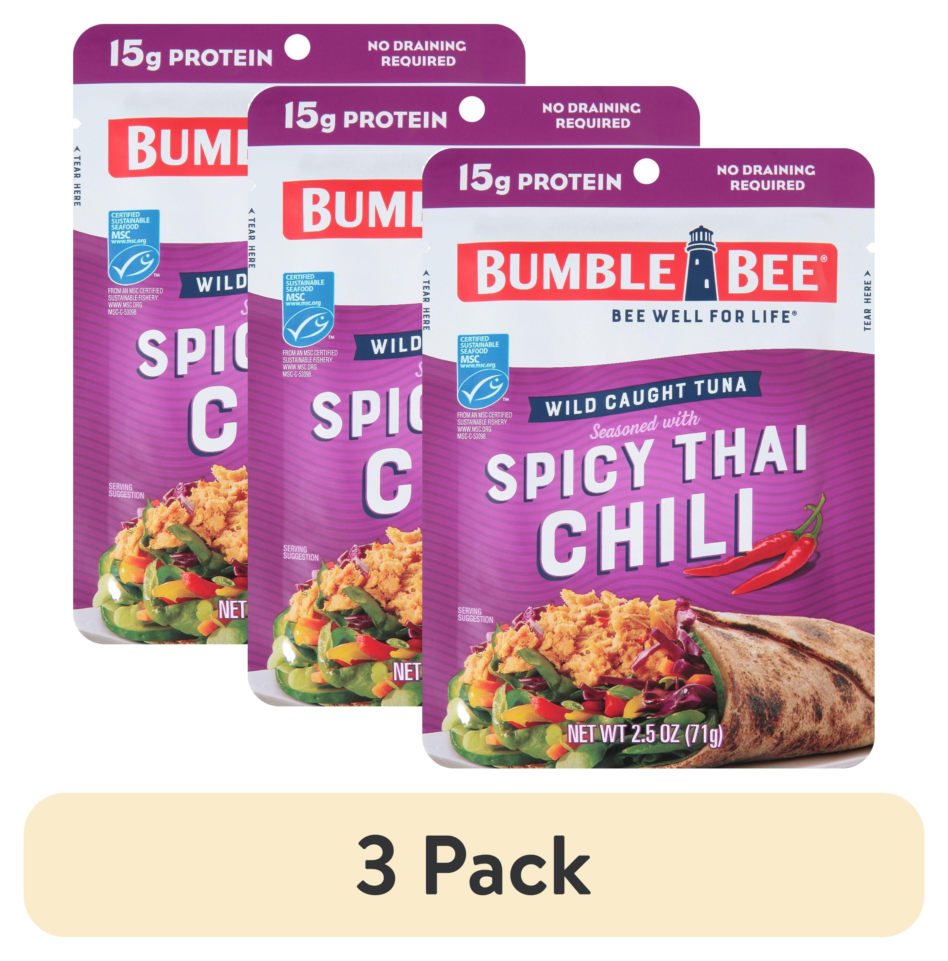 (3 pack) Bumble Bee Spicy Thai Chili Seasoned Light Tuna, Wild Caught ...