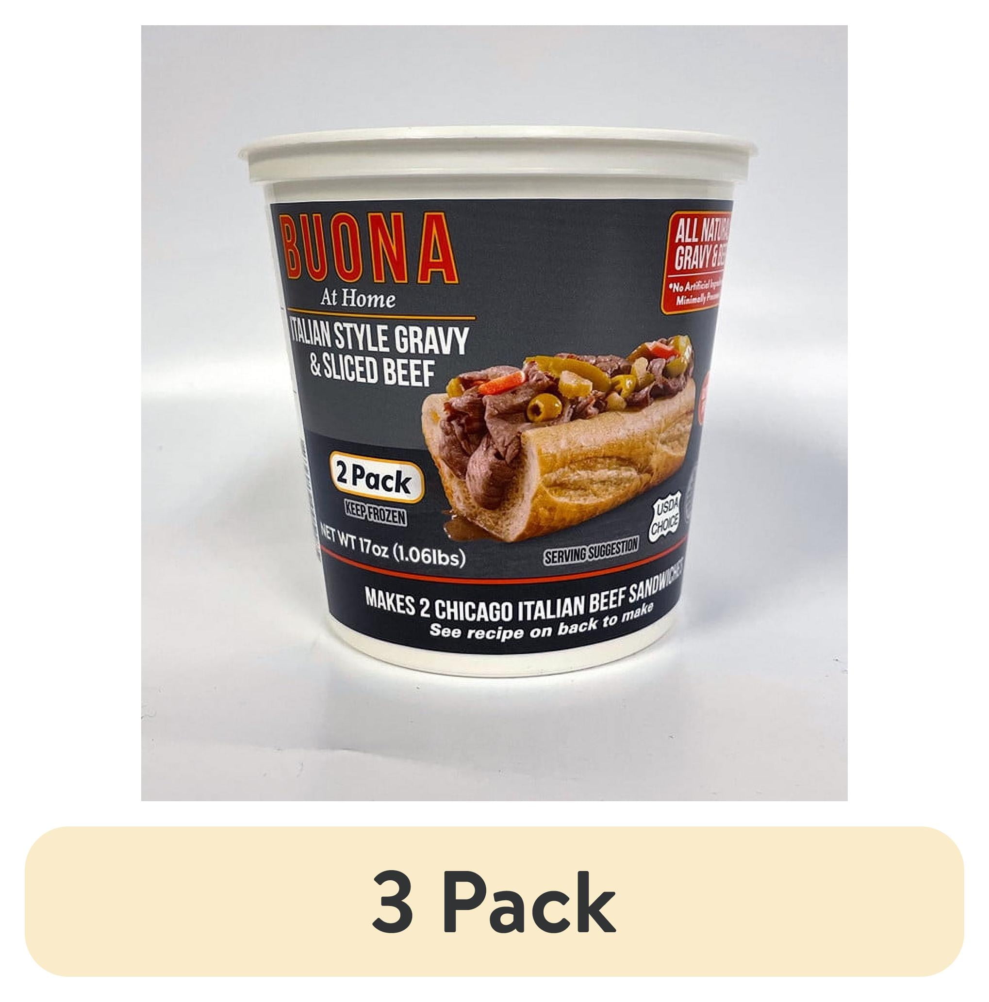 (3 pack) Buona, Italian Beef Tub, 17 oz, Packaged Meals, (Frozen ...