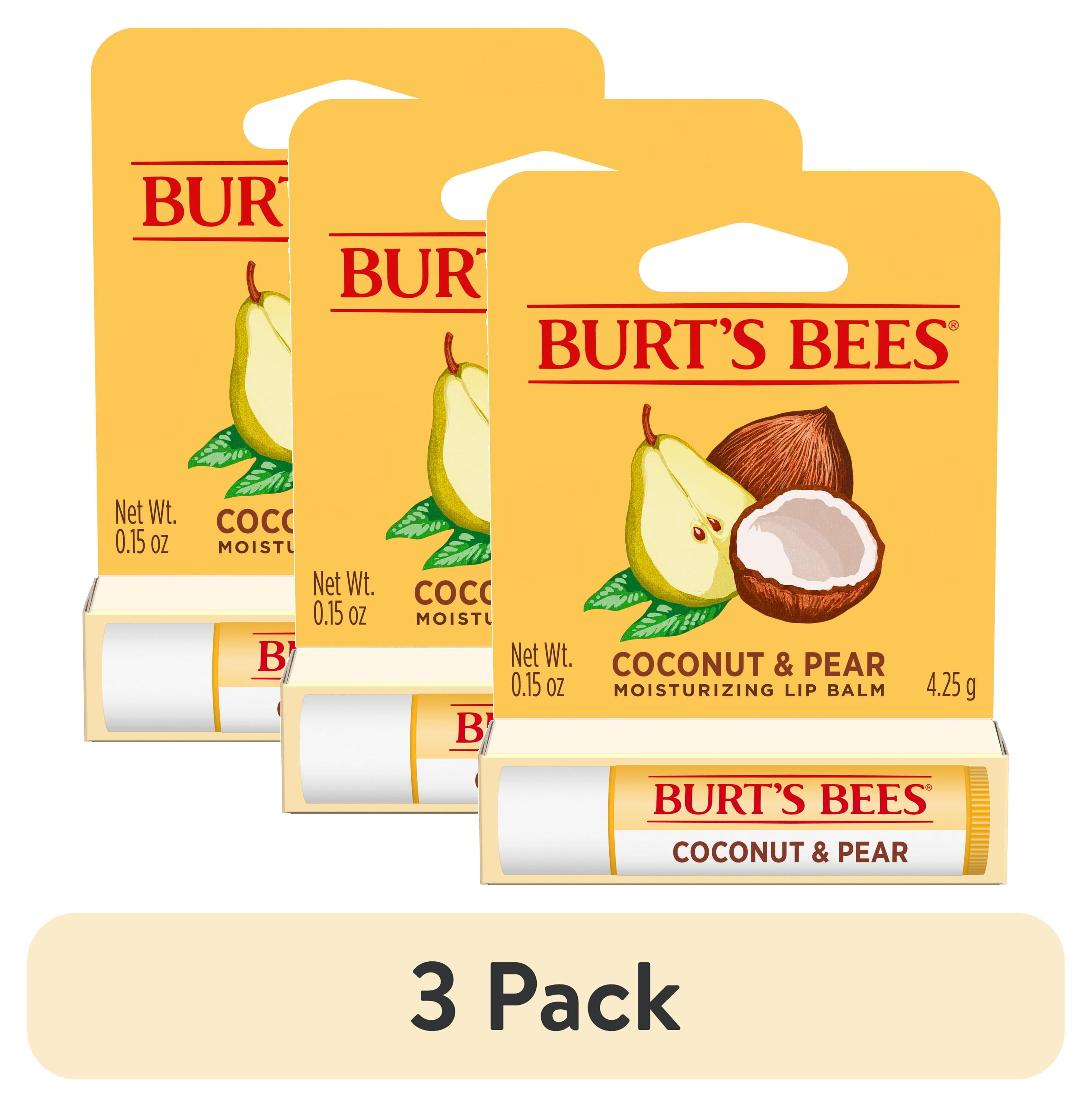 (3 pack) Burt's Bees Coconut and Pear Lip Balm, 1-Pack, 0.15 oz ...