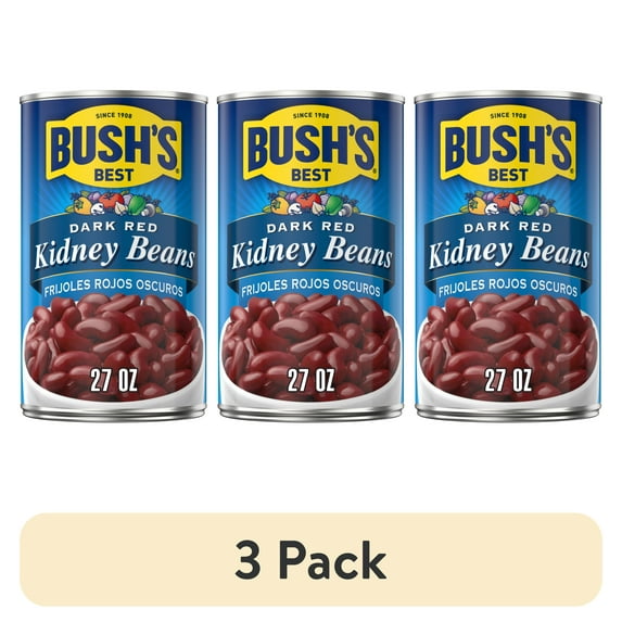 (3 pack) Bush's Dark Red Kidney Beans, Plant-Based Protein, Canned ...