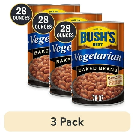 (3 pack) Bush's Vegetarian Baked Beans, Canned Beans, 28 oz - Walmart.com