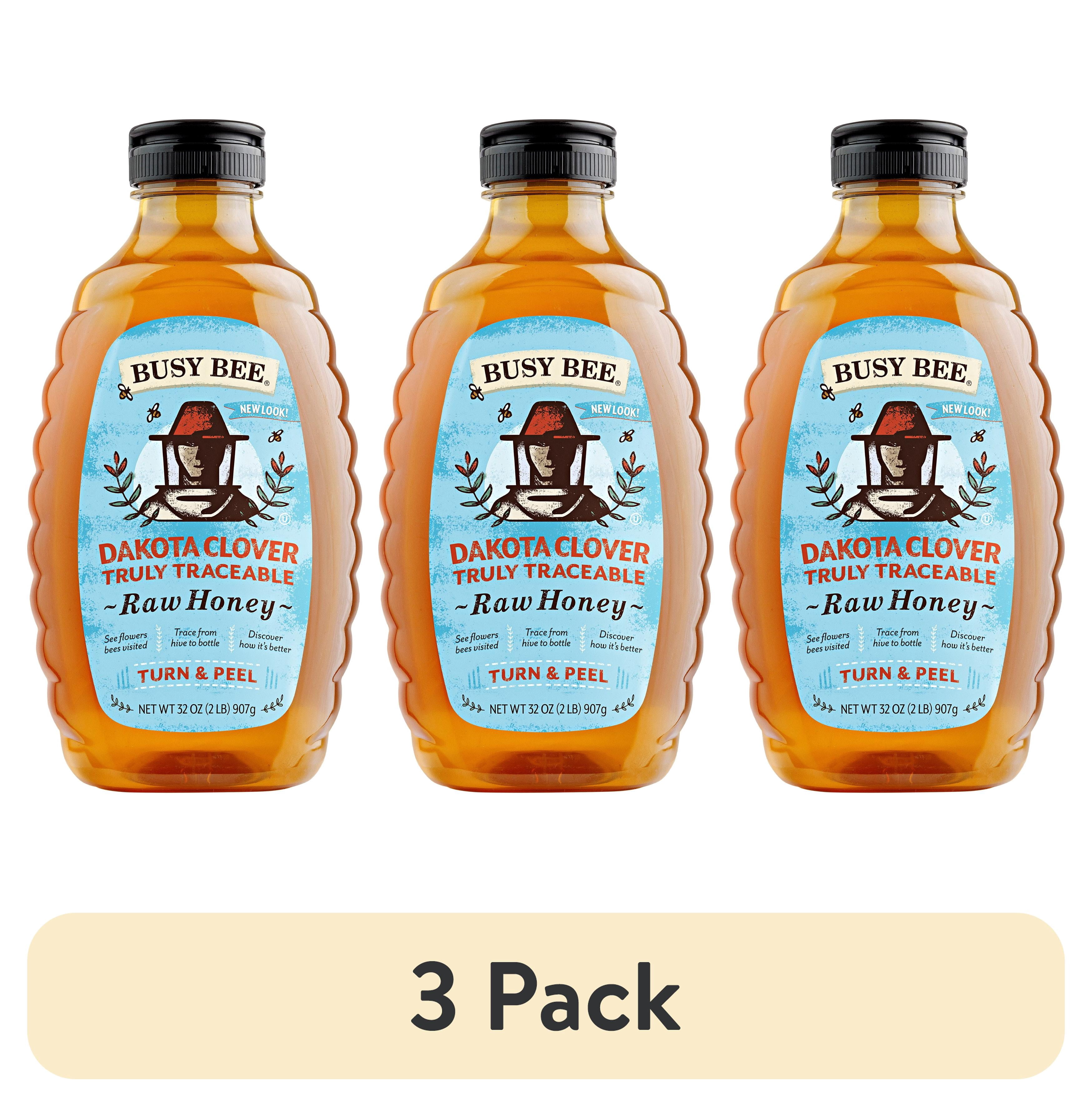 (3 pack) Busy Bee Raw Dakota Clover Honey, 100% Traceable, 32 oz ...