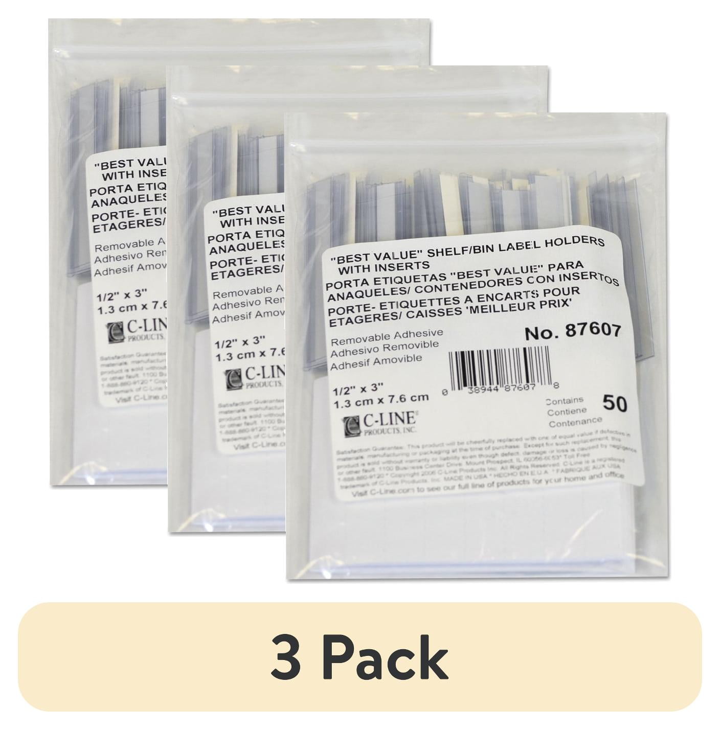 (3 pack) C-Line Self-Adhesive Label Holders, Top Load, 1/2 x 3, Clear ...