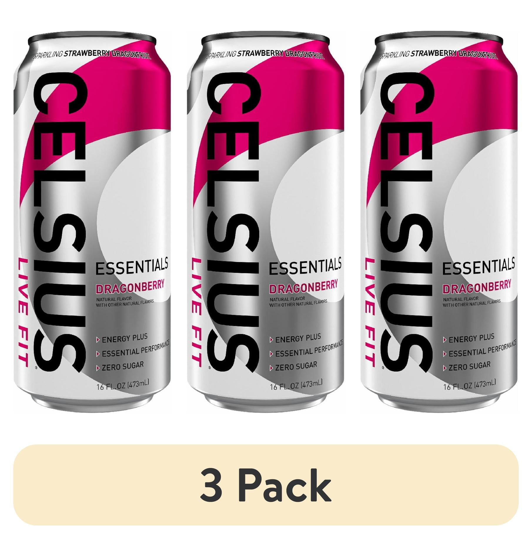 (3 pack) CELSIUS ESSENTIALS, Sparkling Dragonberry, Performance Energy ...