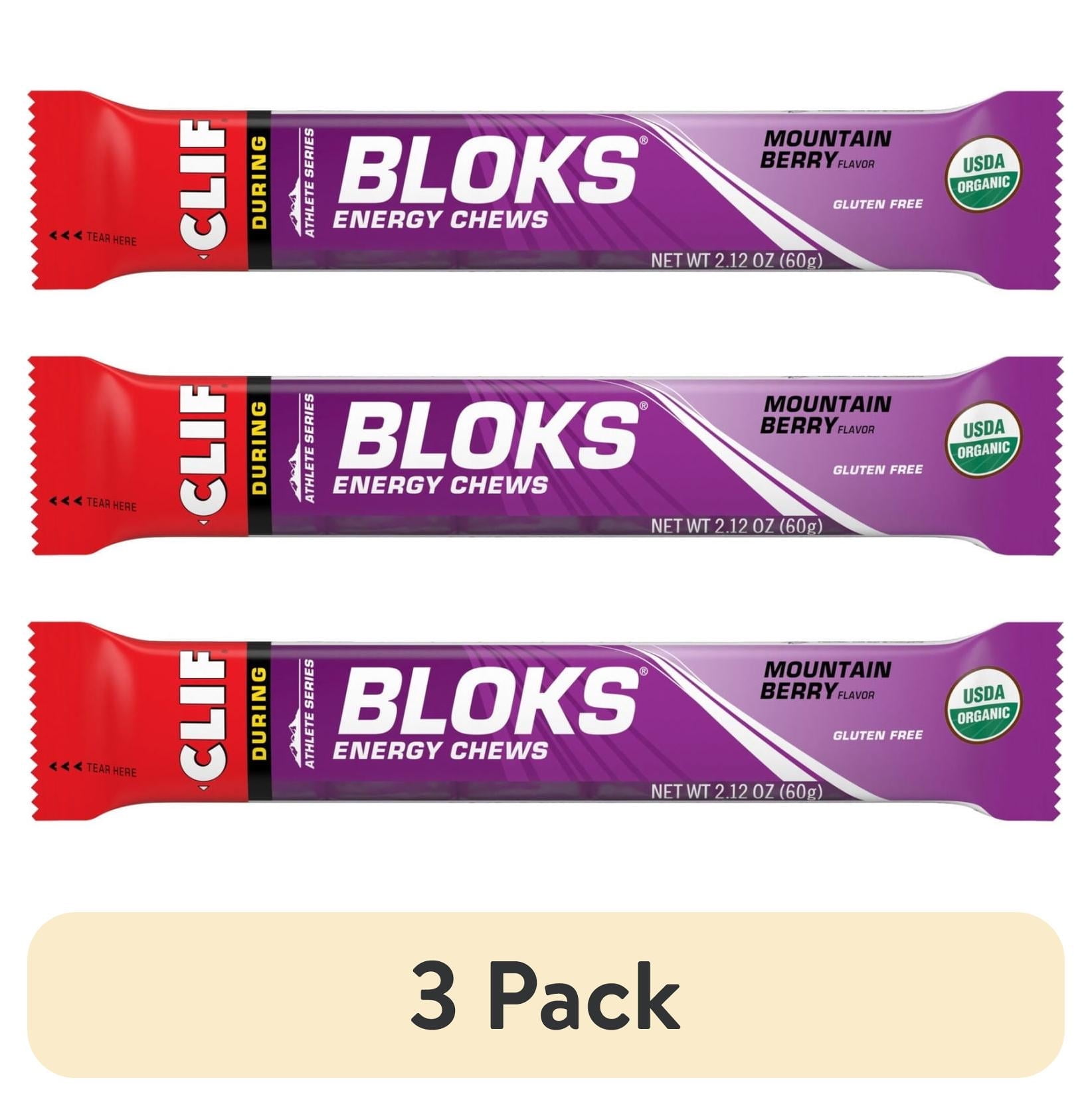 (3 pack) CLIF BLOKS Mountain Berry Flavor Plant Based Energy Chews, 1ct ...