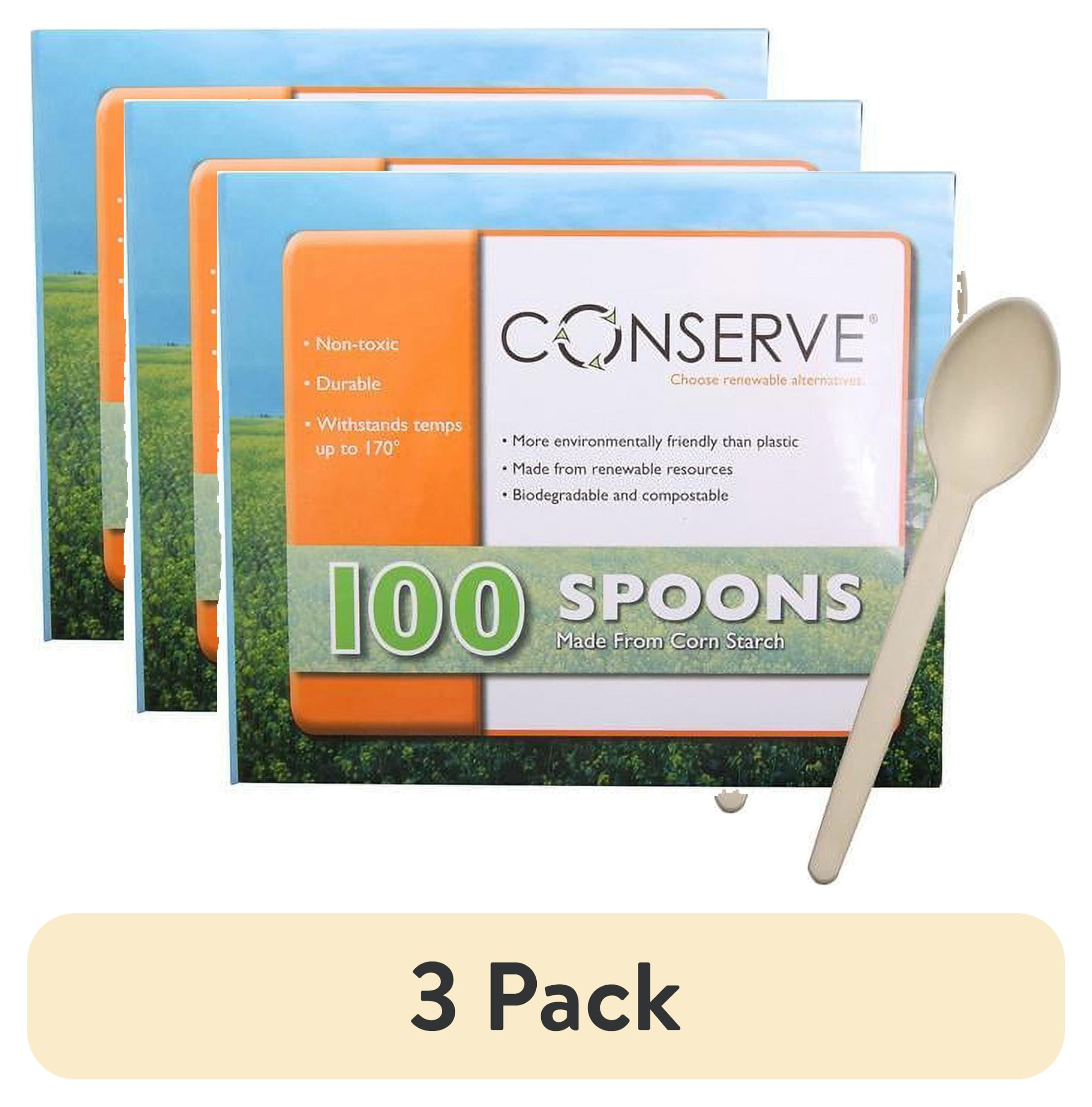 (3 pack) CONSERVE Corn Starch Cutlery, Spoon, White, 100/Pack - Walmart.com