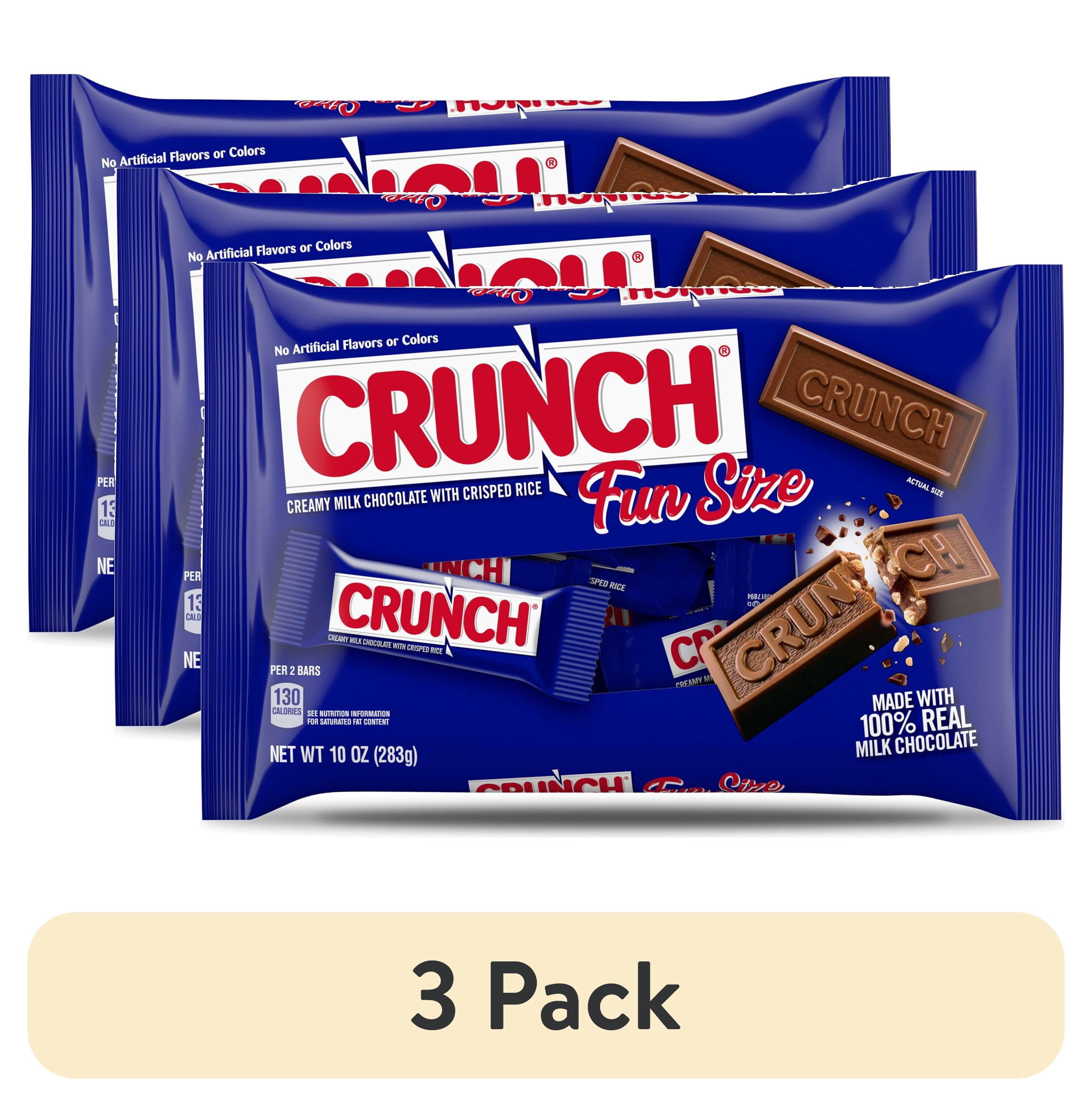 (3 pack) CRUNCH, Milk Chocolate and Crisped Rice, Fun Size Candy Bars ...