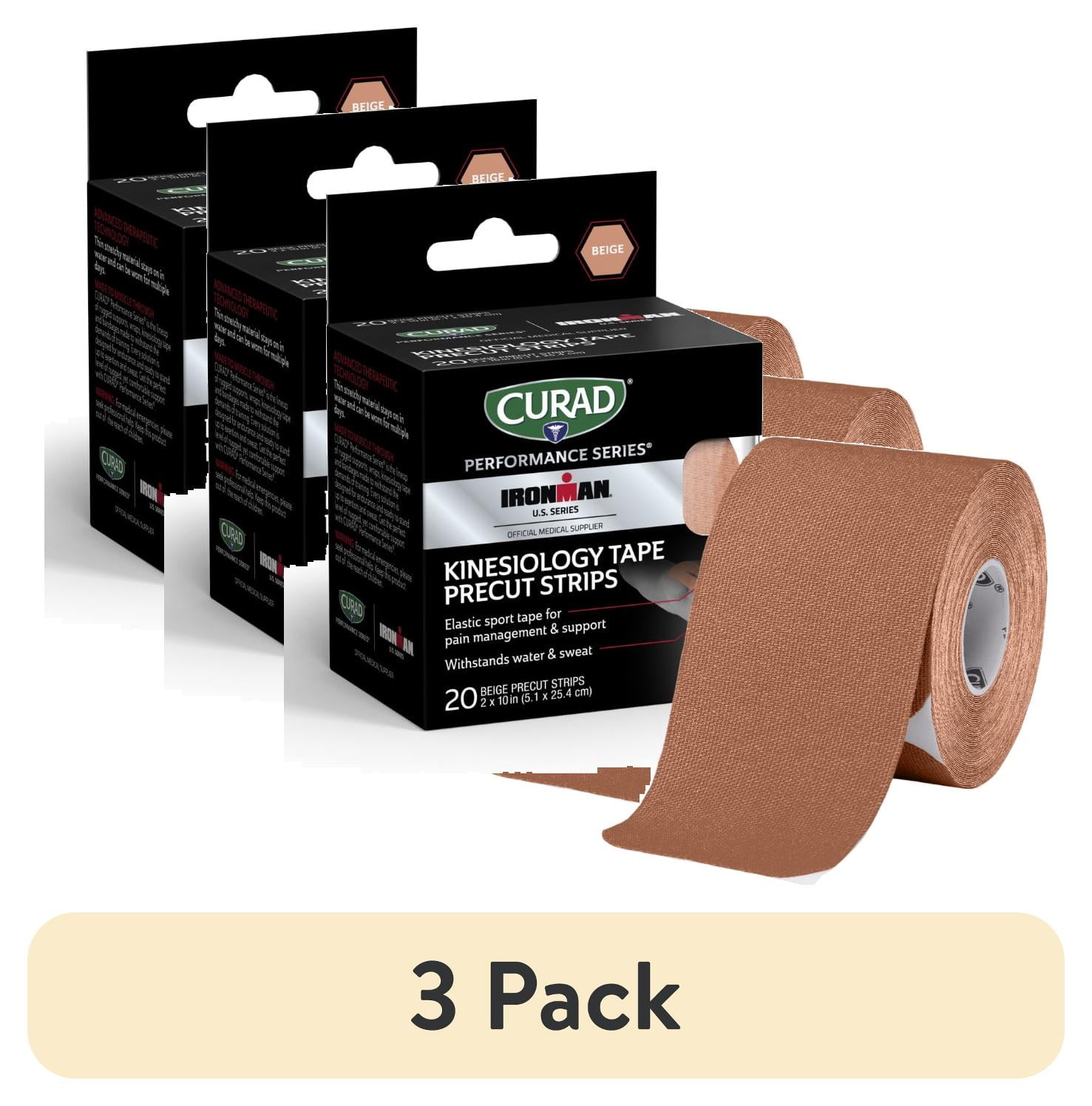 (3 pack) CURAD Performance Series IRONMAN Kinesiology Tape, Pain ...
