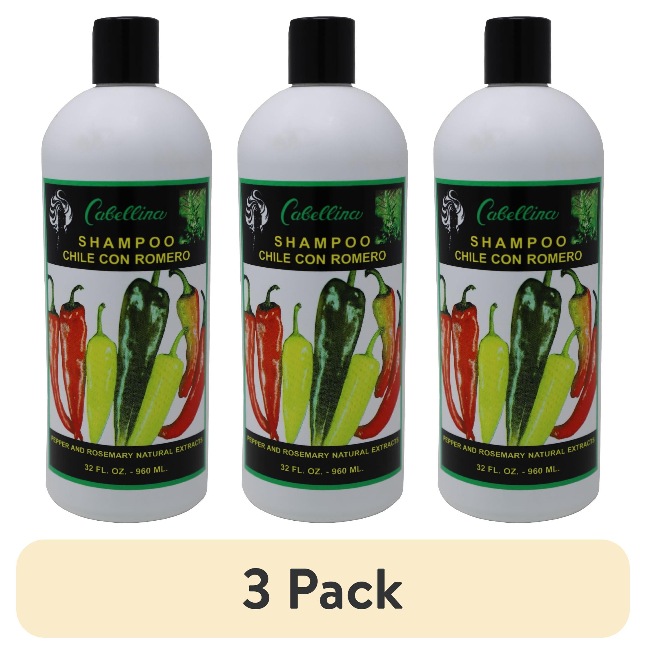(3 pack) Cabellina Chile with Romero Shampoo, Cleans and Refreshes ...