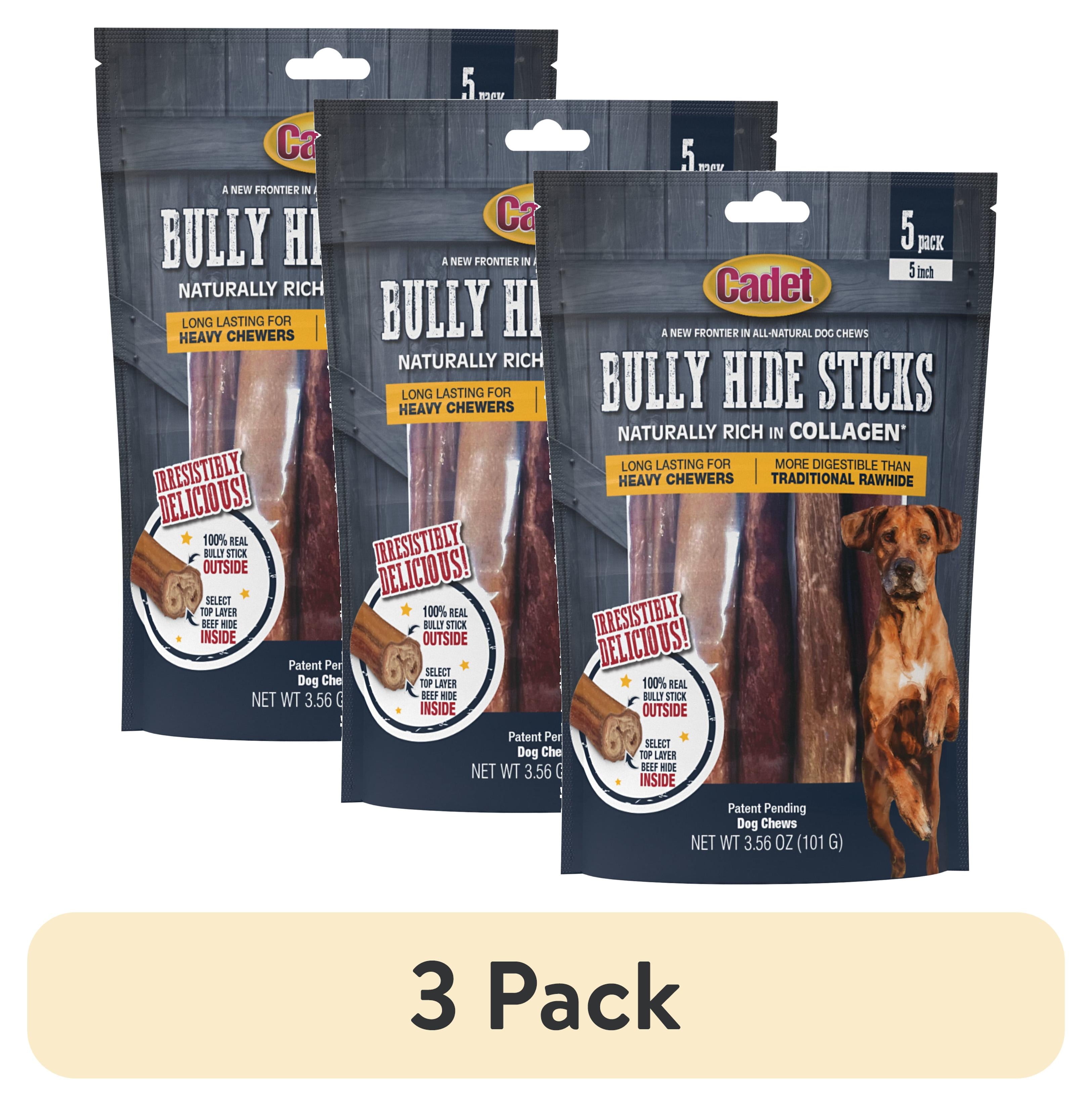 (3 pack) Cadet Bully Hide Sticks All-Natural Dog Chews Small Bully ...