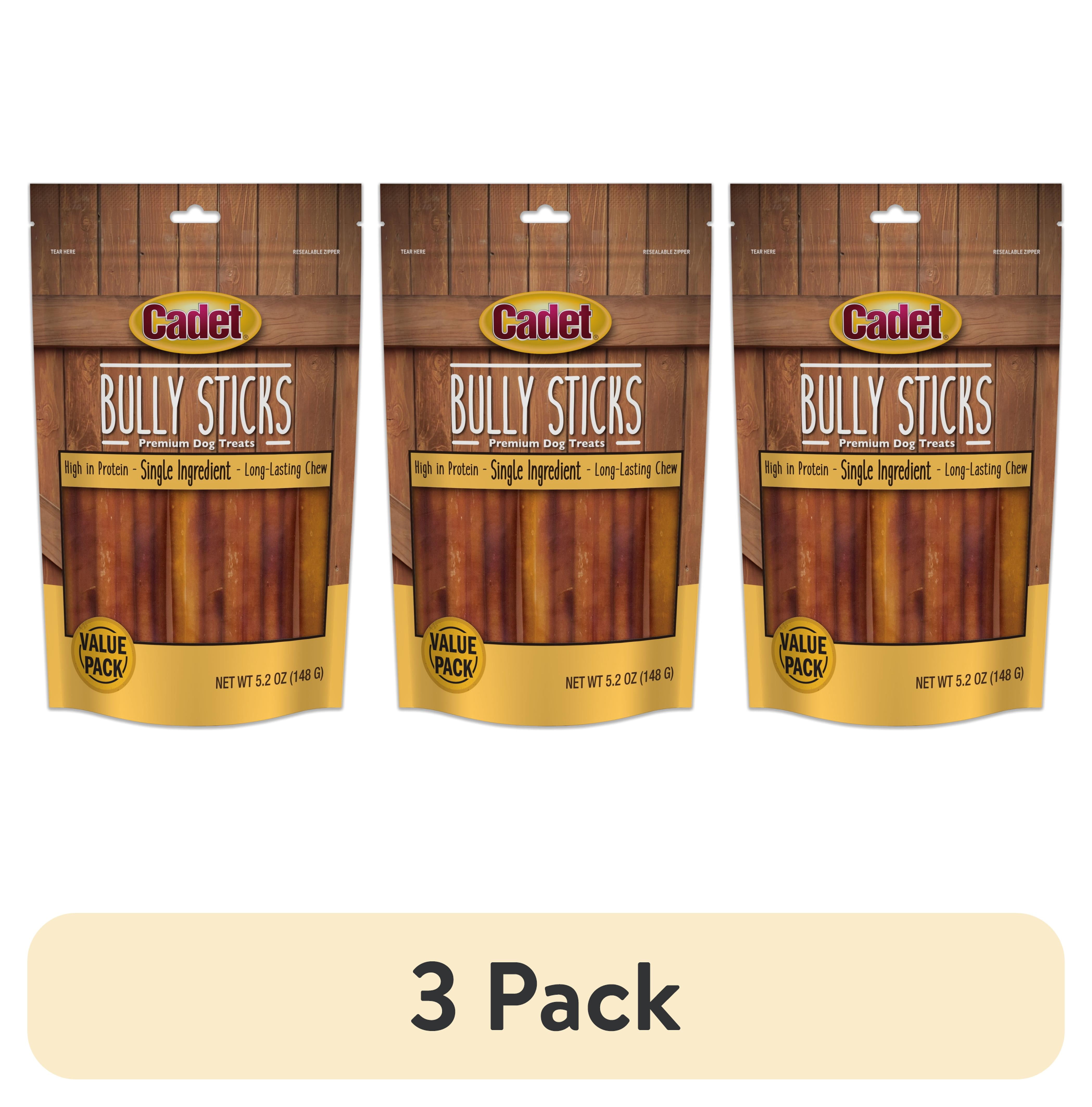 (3 pack) Cadet Bully Stick Dog Chews Small 5.2 Ounce - Walmart.com