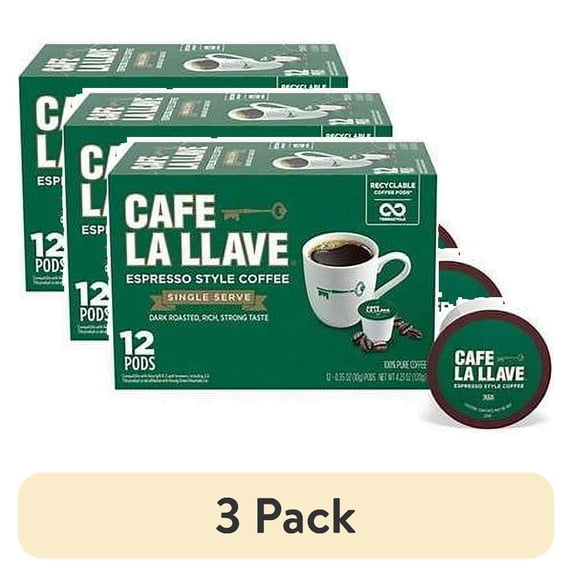 (3 pack) Cafe La Llave, Dark Roasted Espresso, Style K-Cup Capsules, 4. ...