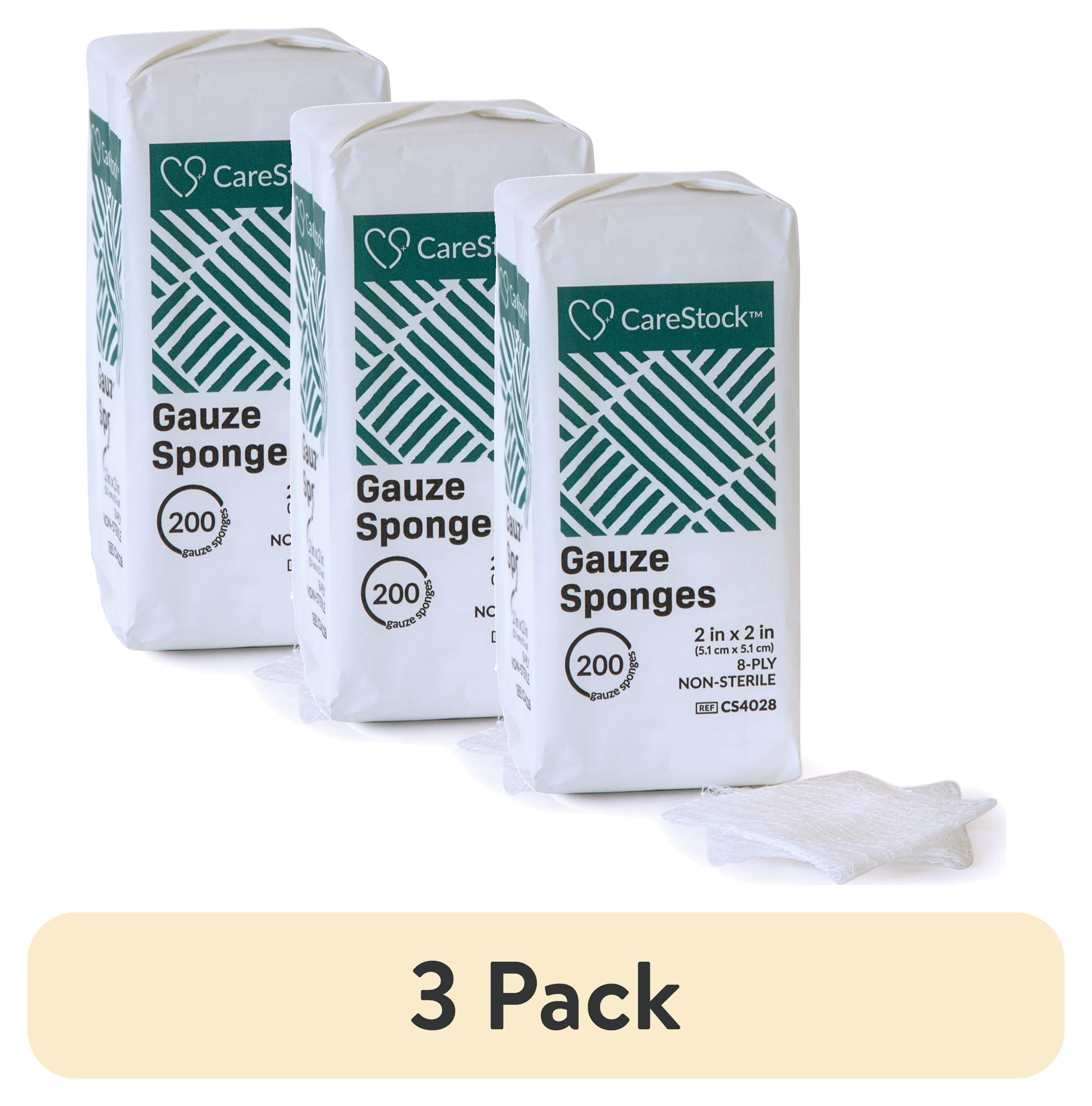 (3 pack) CareStock Gauze Sponge - Highly Absorbent, Medical-Grade ...