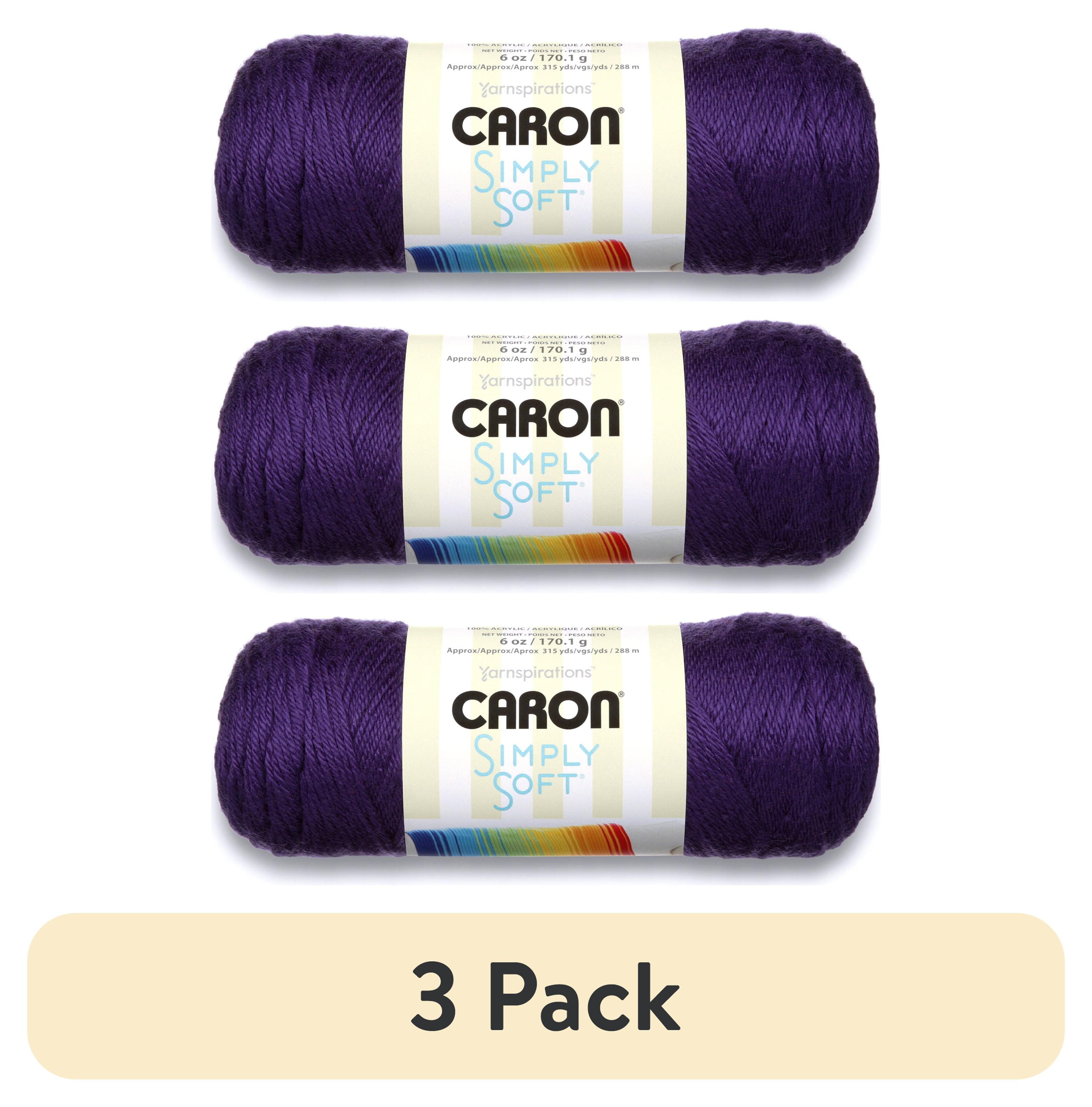 (3 pack) Caron Simply Soft 4 Medium Acrylic Yarn, Purple 6oz/170g, 315 ...
