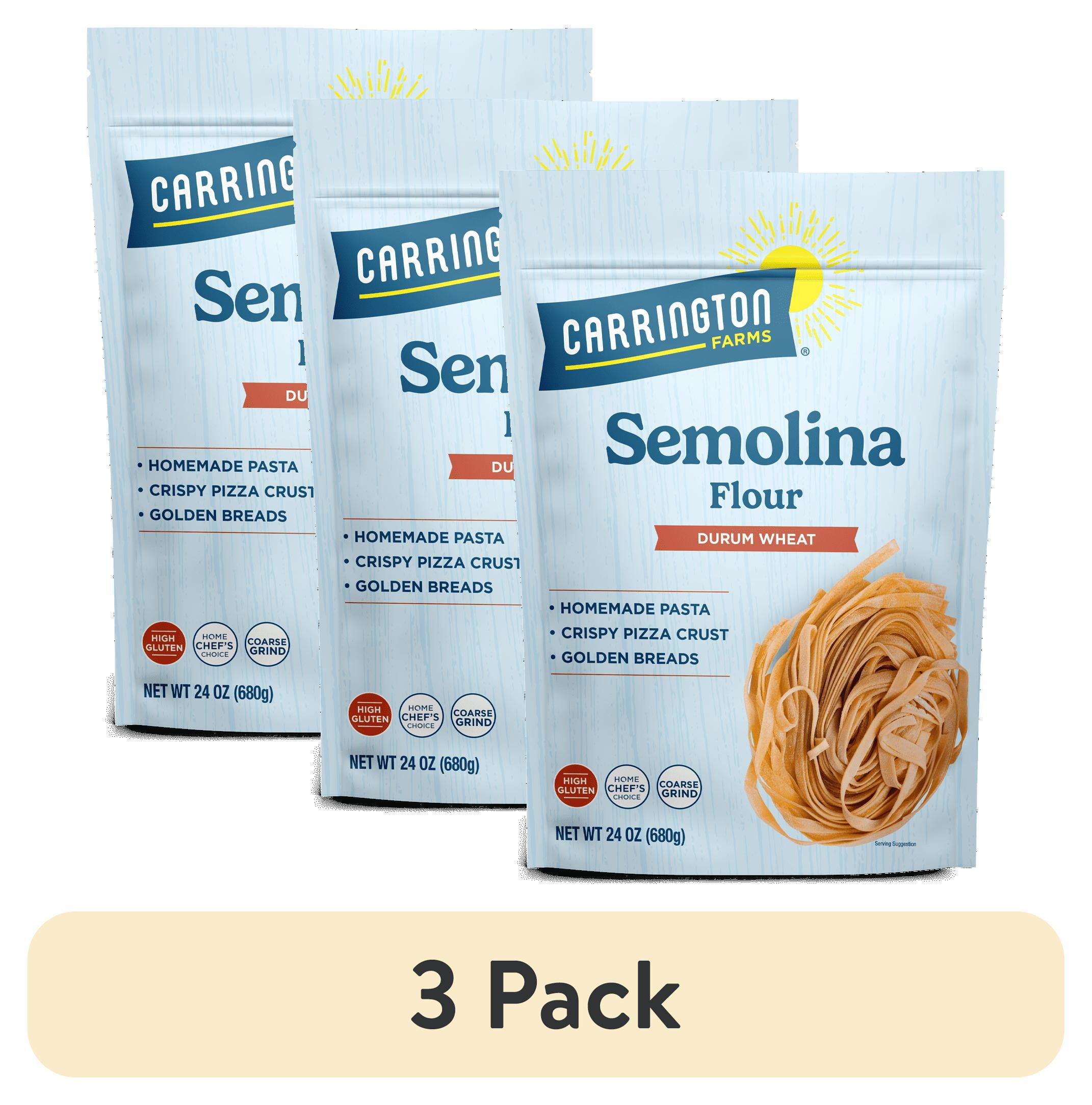 (3 pack) Carrington Farms Semolina Flour Durum Wheat, 24oz - Walmart.com