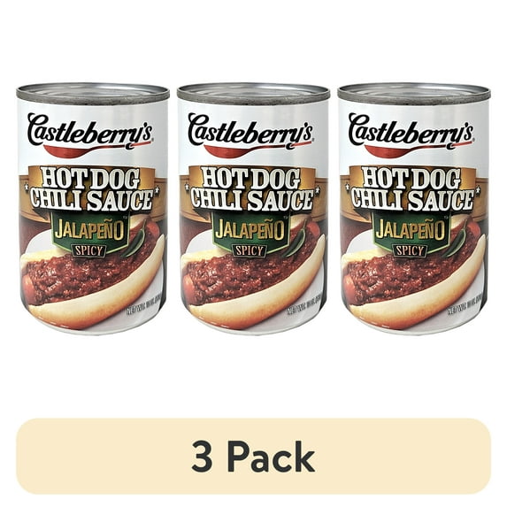 (3 pack) Castleberry’s Jalapeño Spicy Hot Dog Chili Sauce, 10 oz Can ...