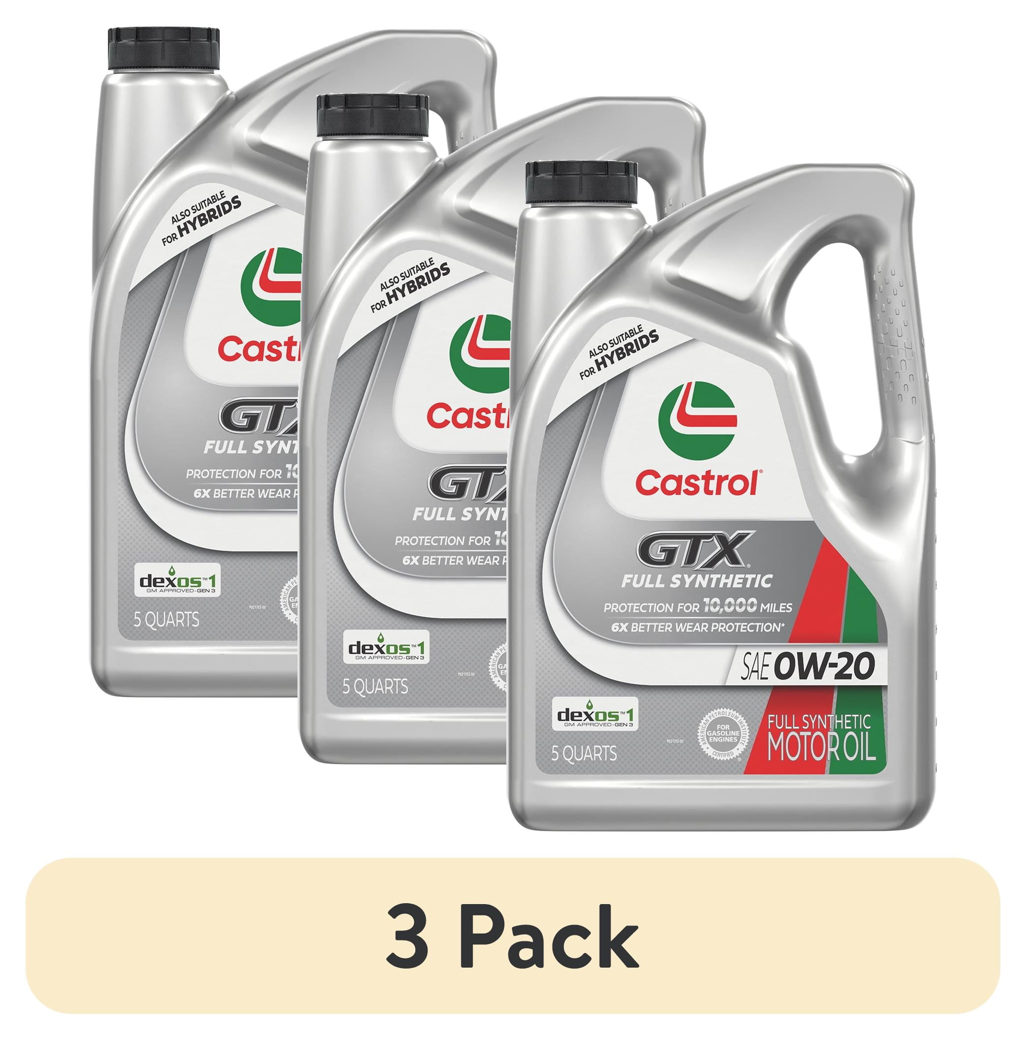 (3 pack) Castrol GTX Full Synthetic 0W-20 Motor Oil, 5 Quarts - Walmart.com