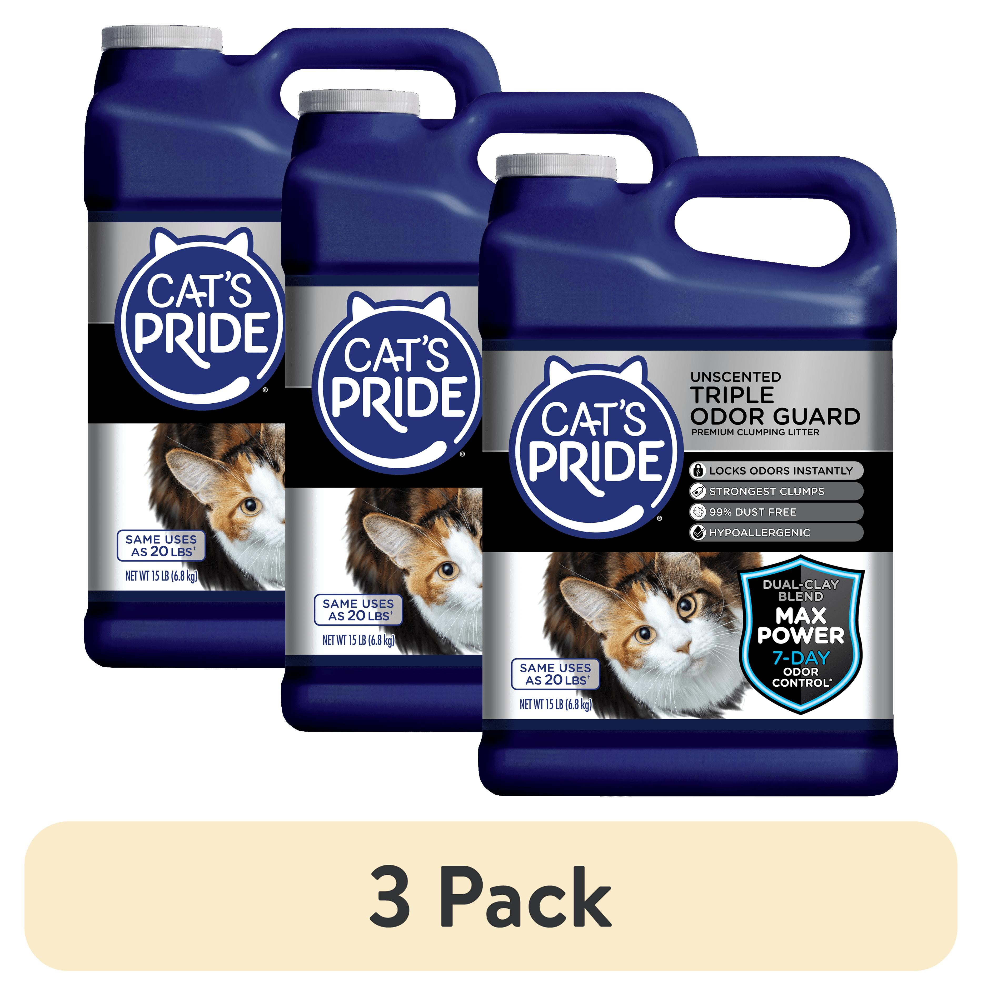(3 pack) Cat's Pride Max Power Triple Odor Guard Unscented Clumping Cat ...