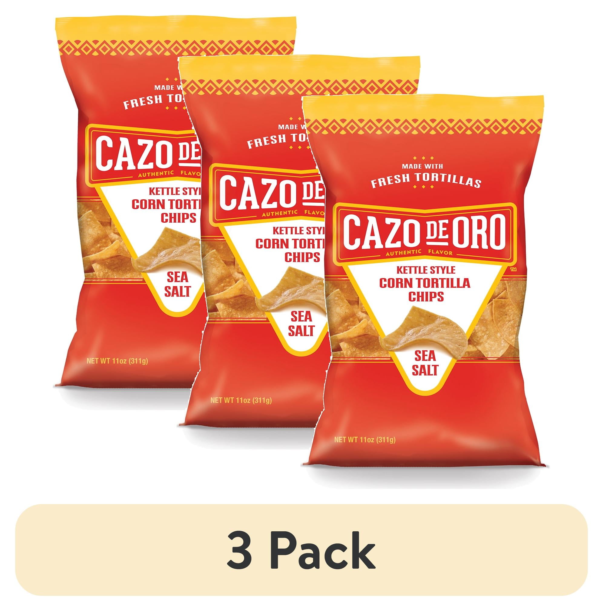 (3 pack) Cazo de Oro Original Kettle Style Corn Tortilla Chips, 11 oz ...