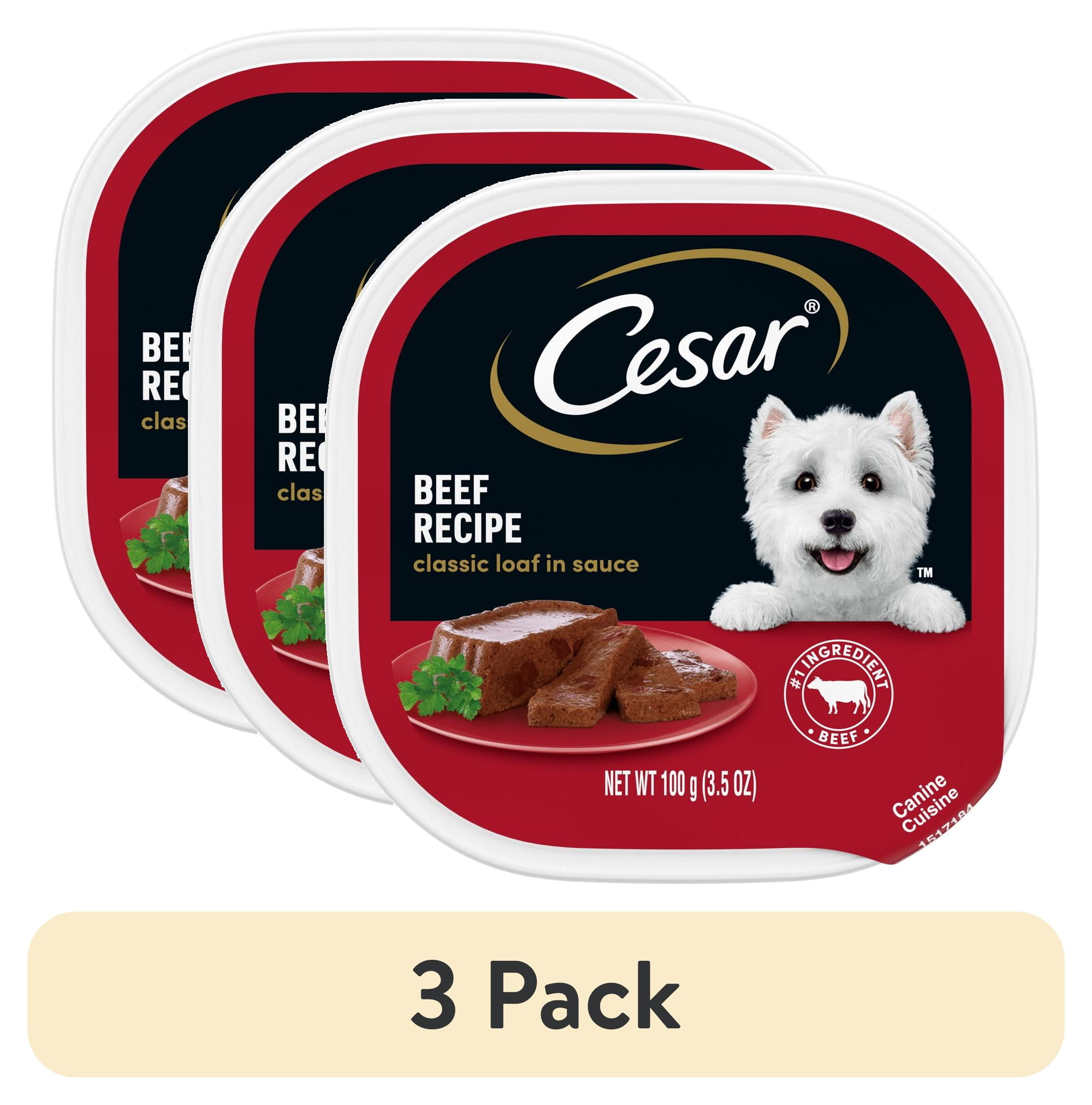 (3 pack) Cesar Classic Loaf In Sauce Beef Recipe Wet Dog Food, 3.5 Oz ...