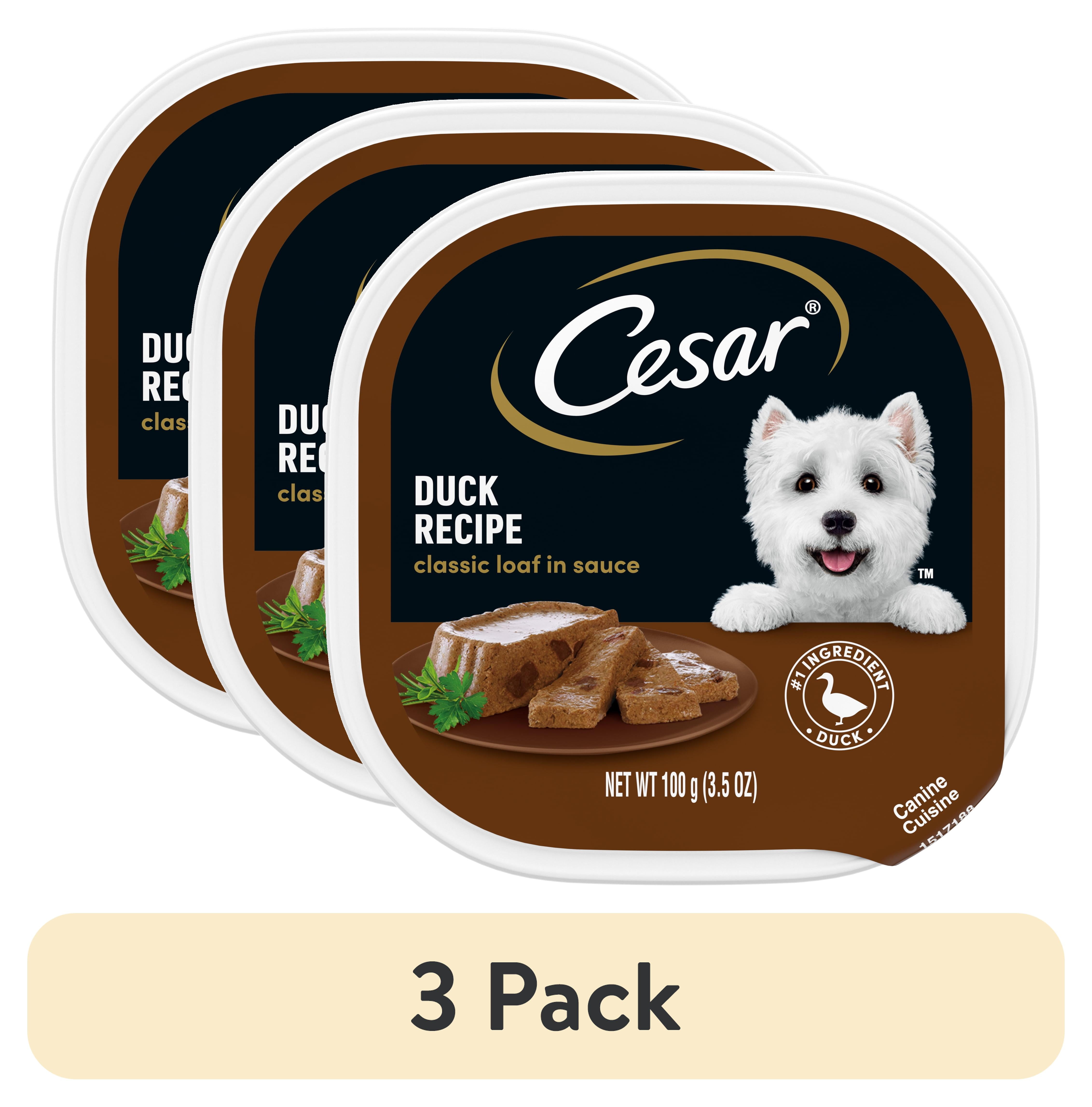 (3 pack) Cesar Classic Loaf in Sauce Wet Dog Food Duck Flavor, 3.5 oz ...