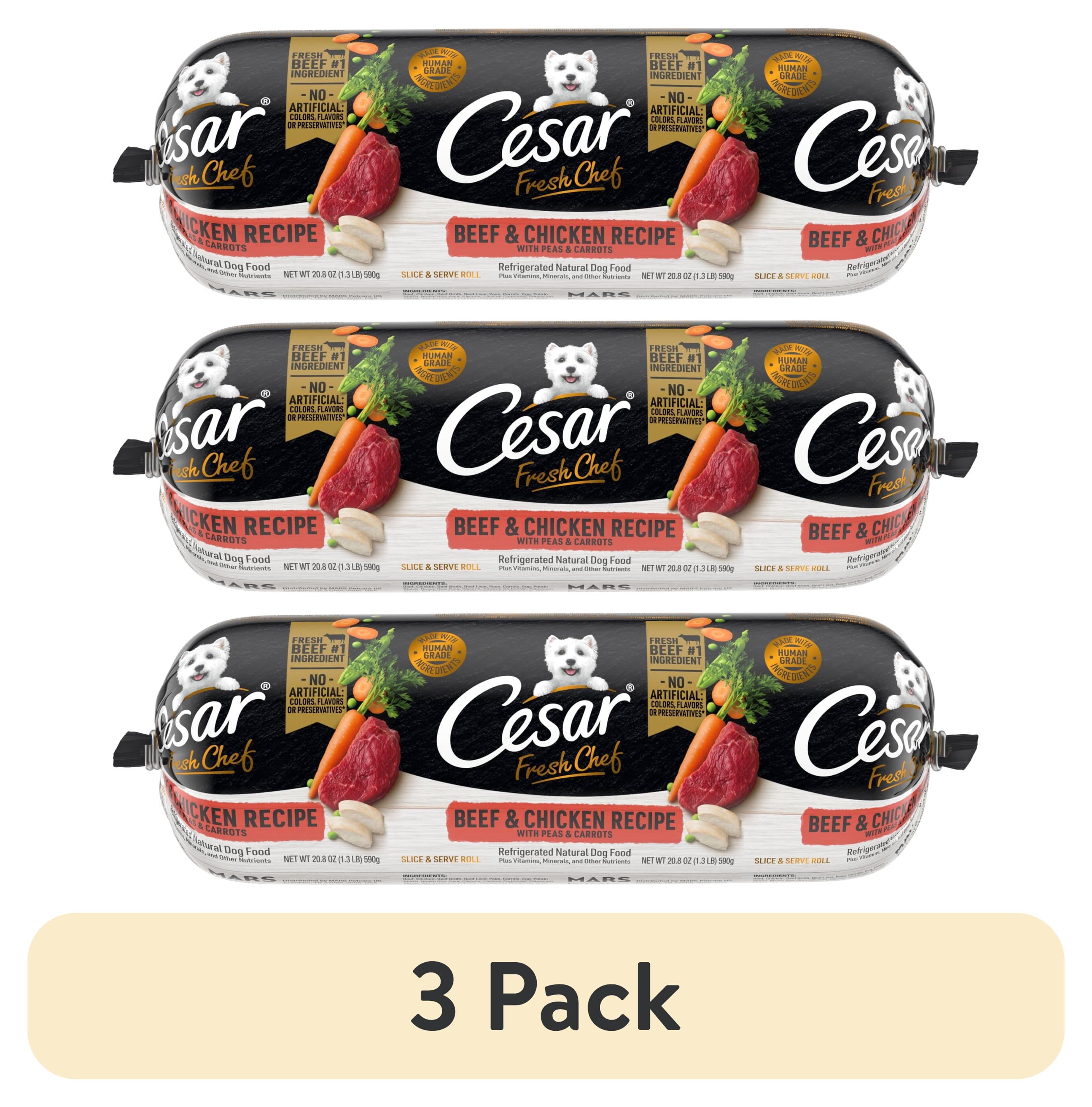 (3 pack) Cesar Fresh Chef Beef and Chicken with Peas and Carrots ...