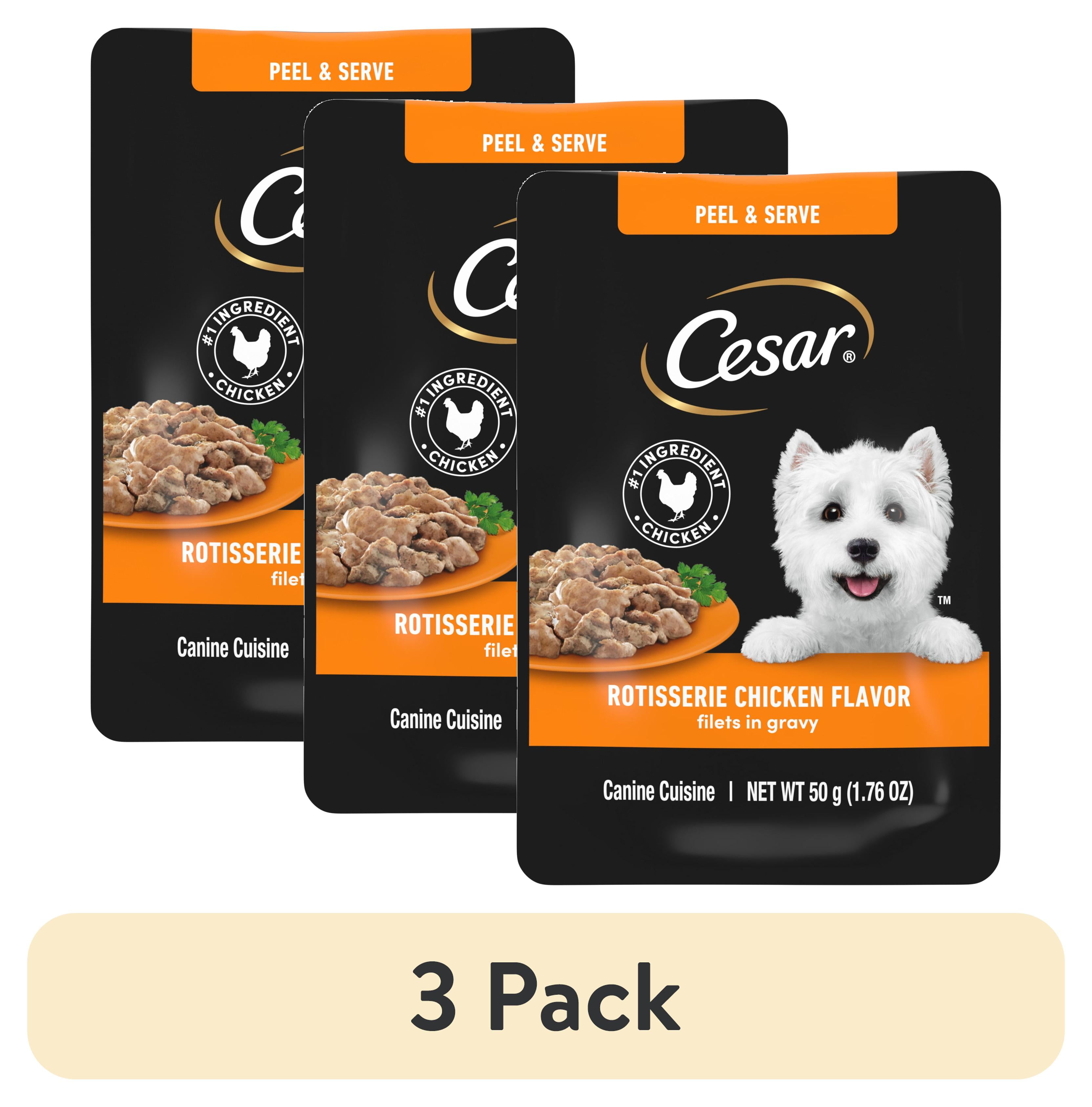 (3 pack) Cesar Pouch Filets In Gravy Rotisserie Chicken Flavor Wet Dog ...