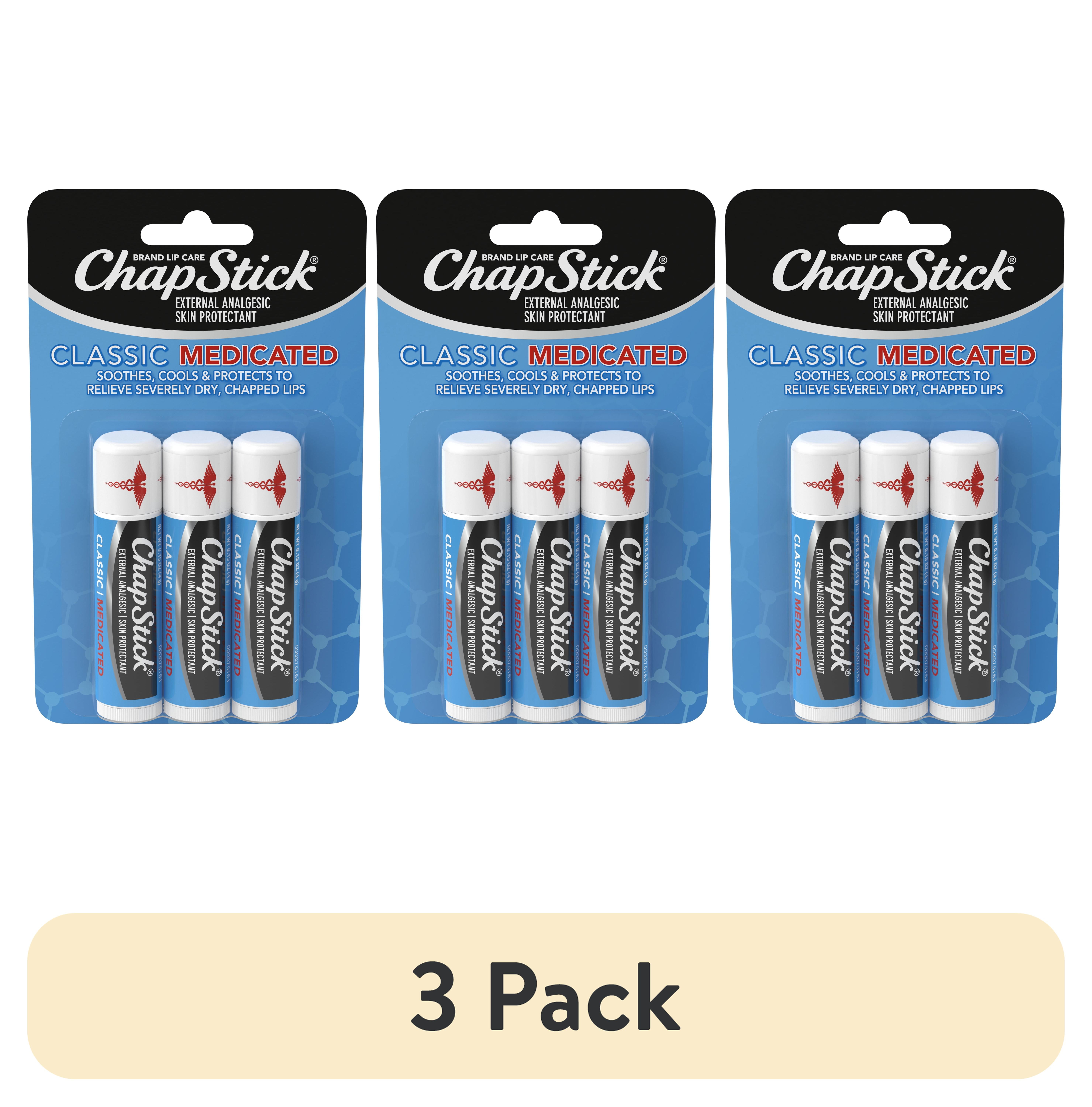(3 pack) ChapStick Classic Medicated Lip Balm Tube, Soothing ...
