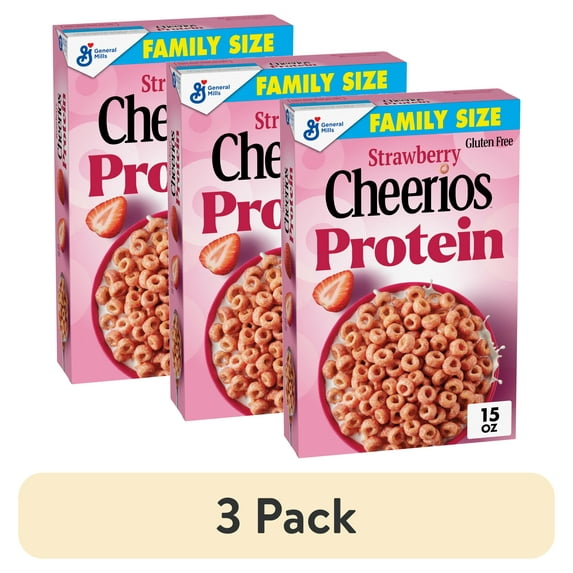 (3 pack) Cheerios Protein Cereal, Strawberry, 8g Protein, Family Size, 15 oz - Walmart.com