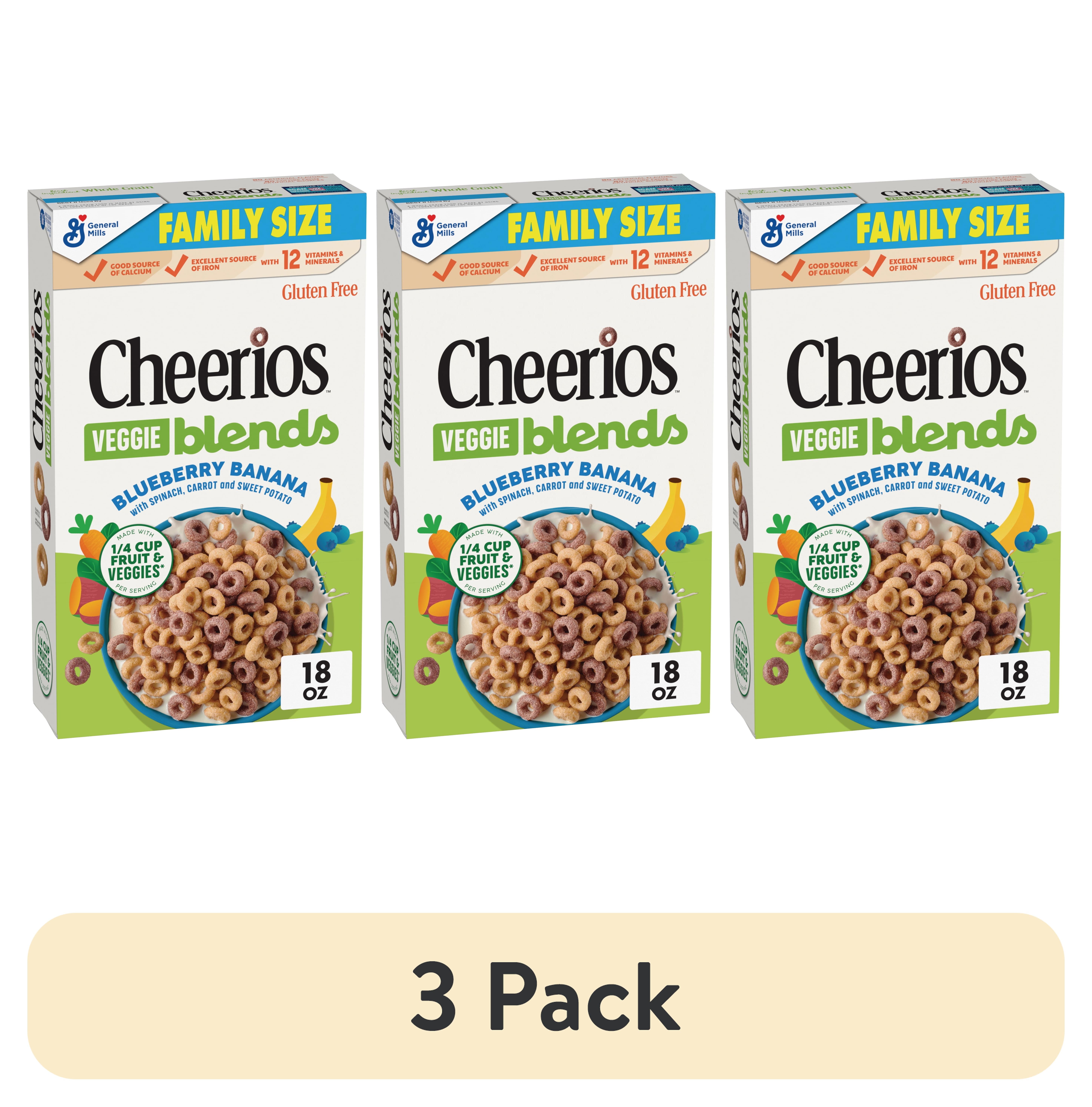 (3 pack) Cheerios Veggie Blends Breakfast Cereal, Blueberry Banana ...