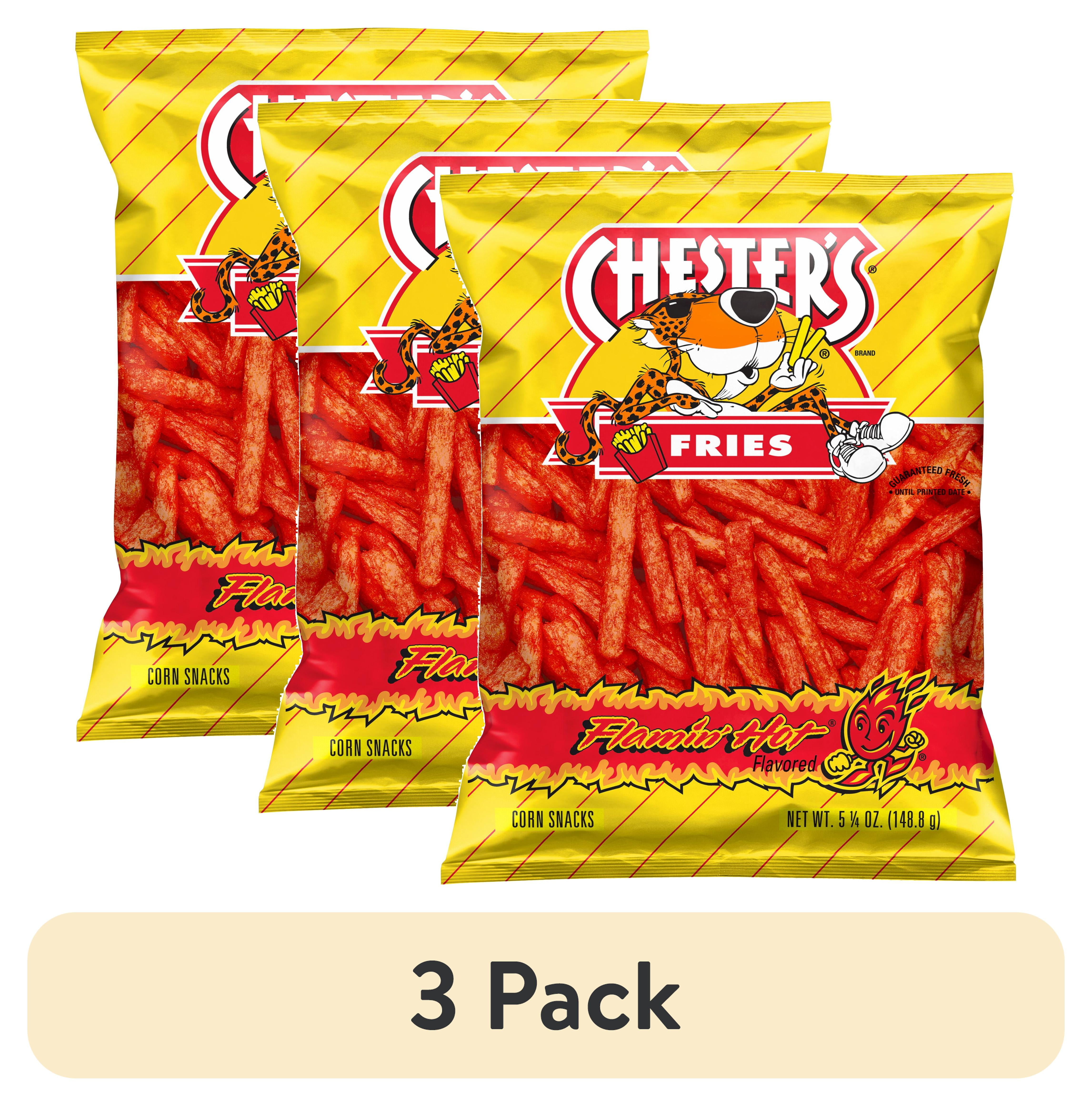 (3 pack) Chester's Fries Flamin' Hot Flavored Corn Snacks, 5.25 oz Bag ...