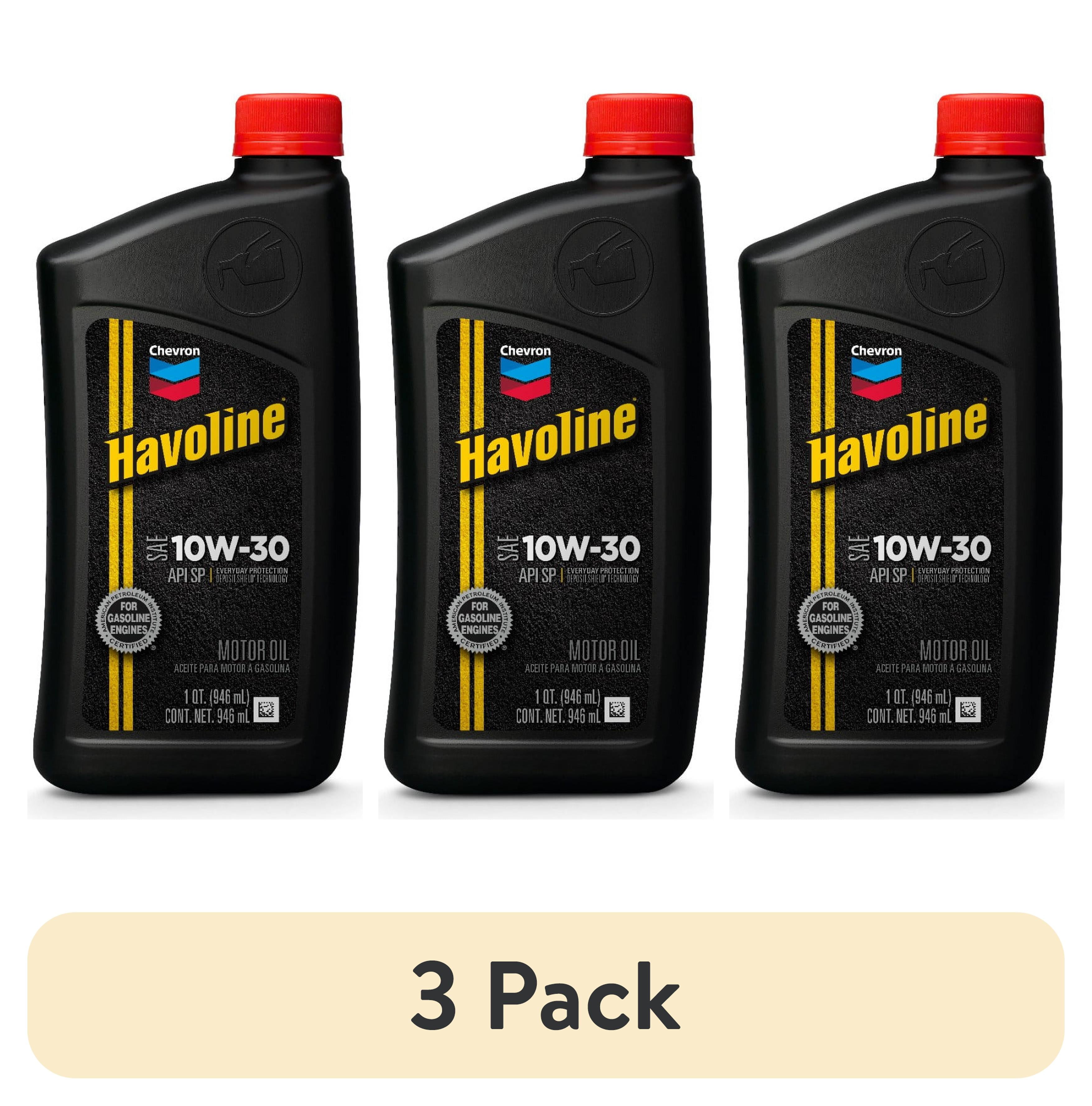 (3 pack) Chevron Havoline Conventional Motor Oil 10W-30, 1 Quart Bottle ...