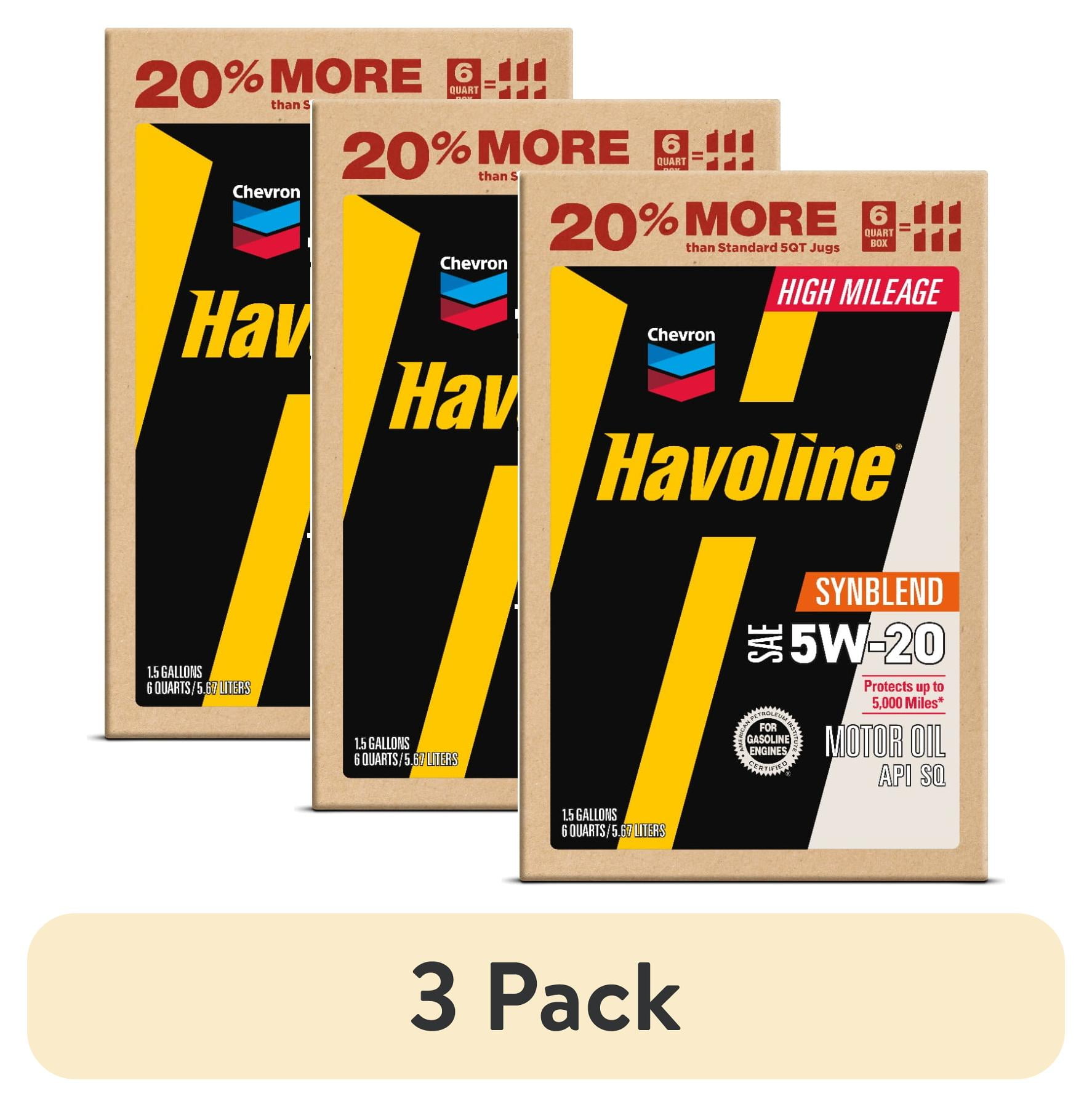 (3 pack) Chevron Havoline High Mileage Synthetic Technology Motor Oil ...