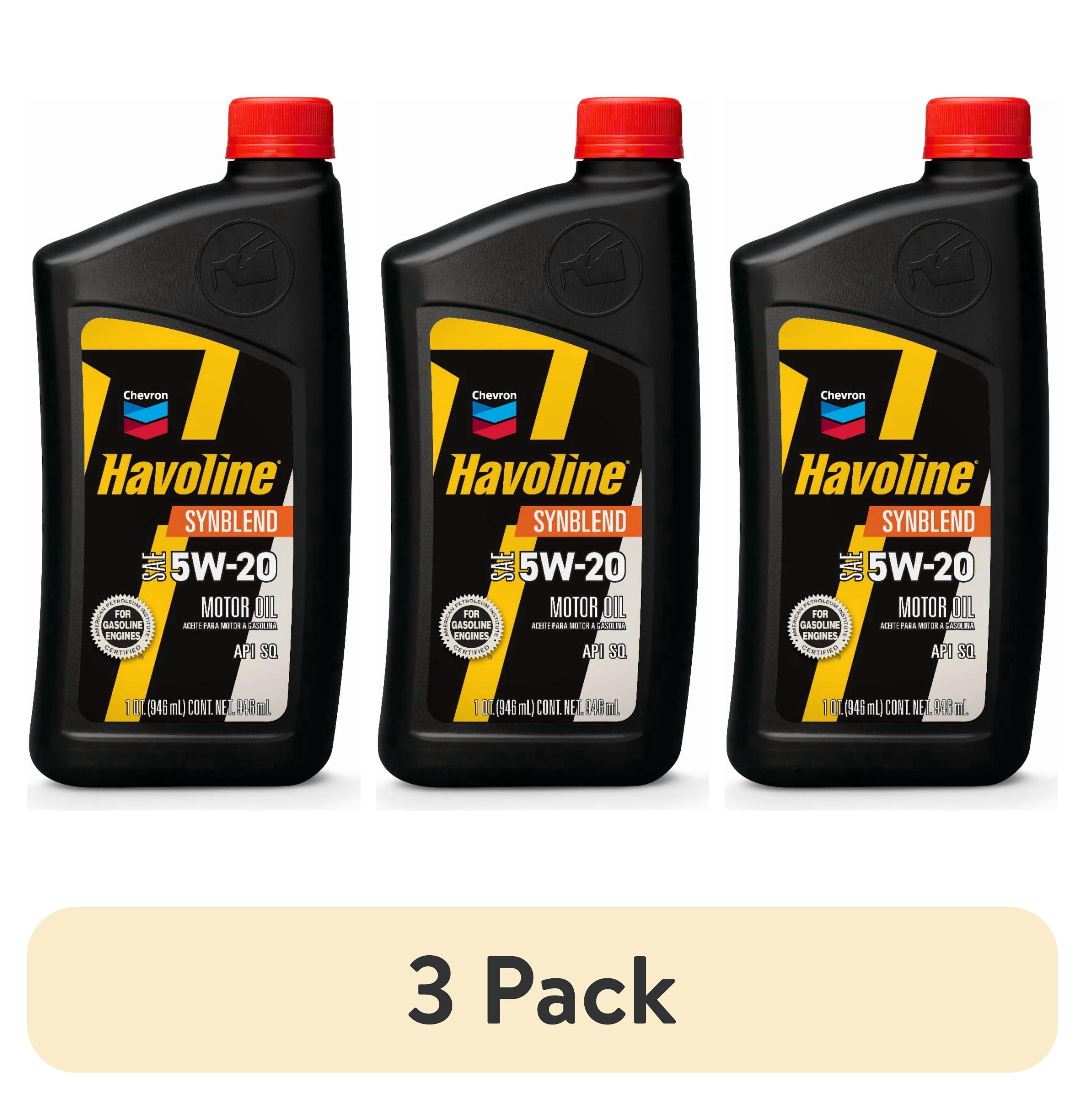 (3 pack) Chevron Havoline Motor Oil 5W-20, 1 Quart - Walmart.com
