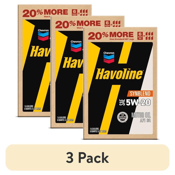 (3 pack) Chevron Havoline Synthetic Blend Motor Oil 5W-20, 6 Quart ...