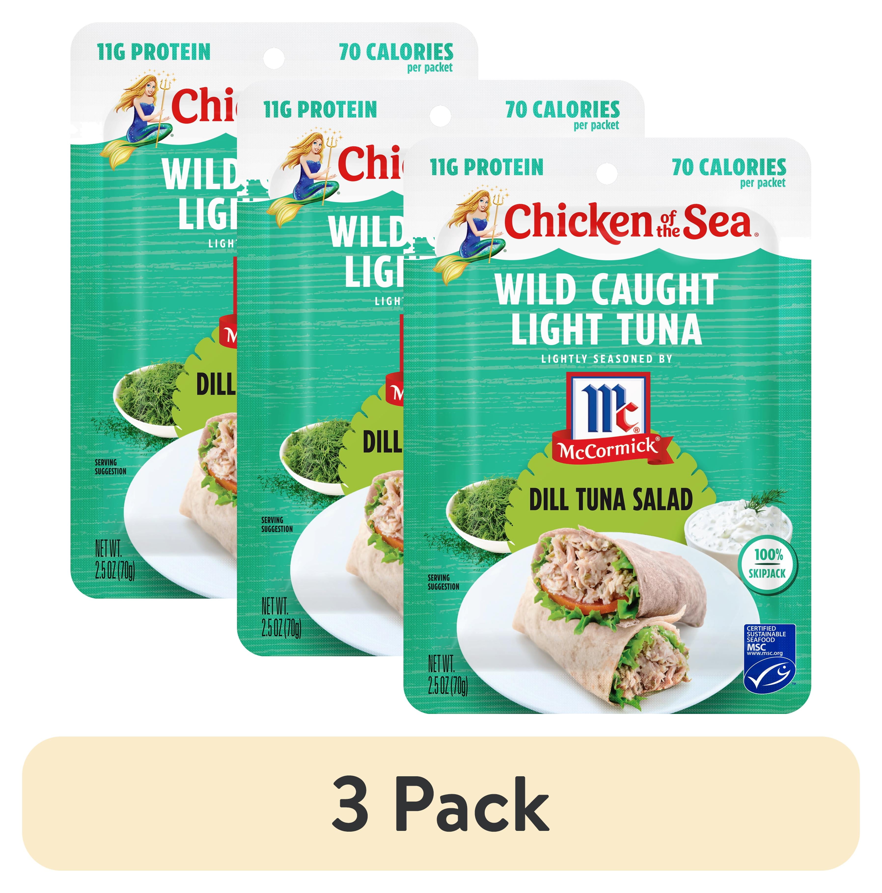 (3 pack) Chicken of the Sea Wild Caught Light Tuna Packet, Dill Tuna ...