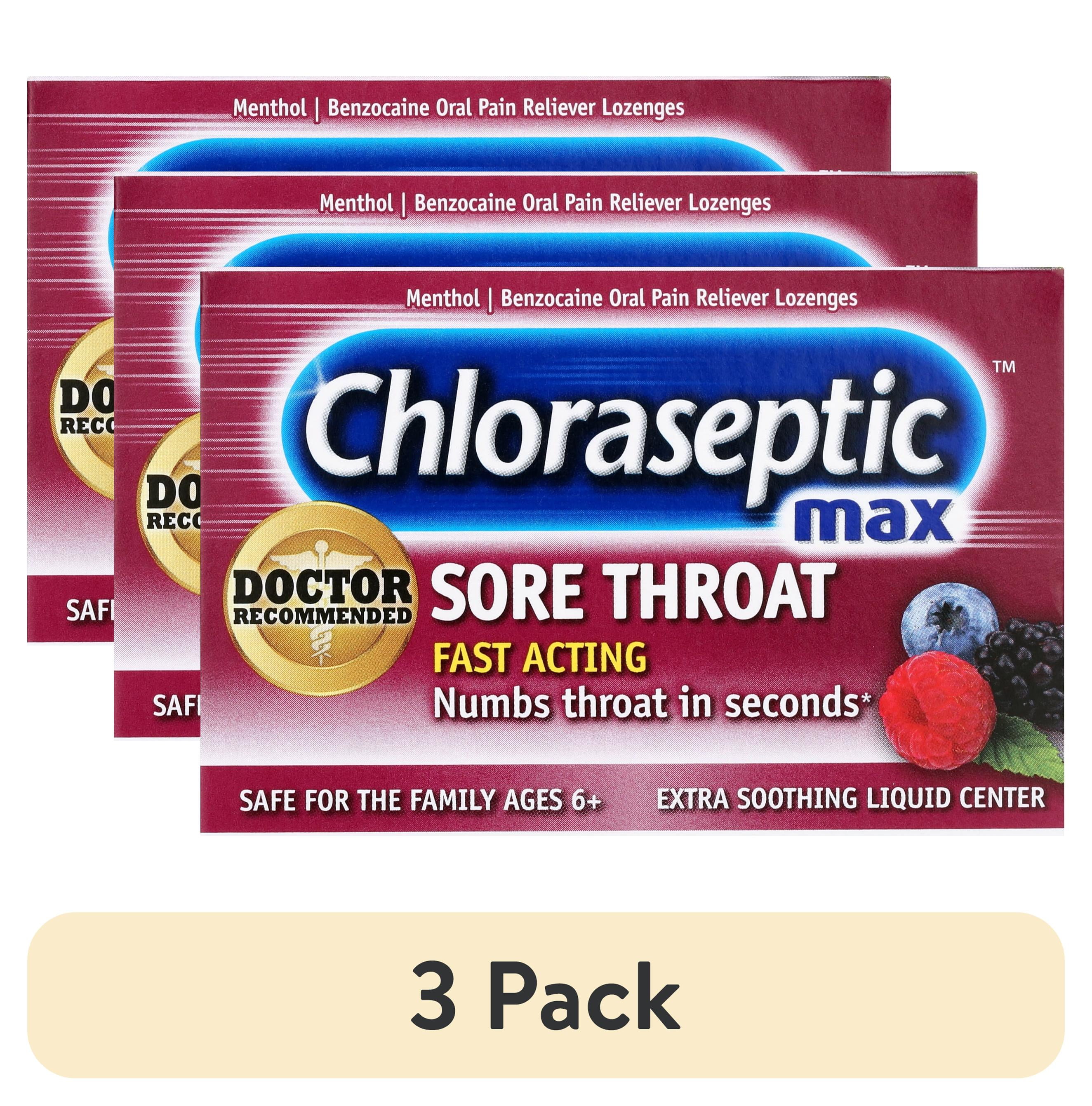 (3 pack) Chloraseptic Max Strength Sore Throat Lozenges, Wild Berries ...