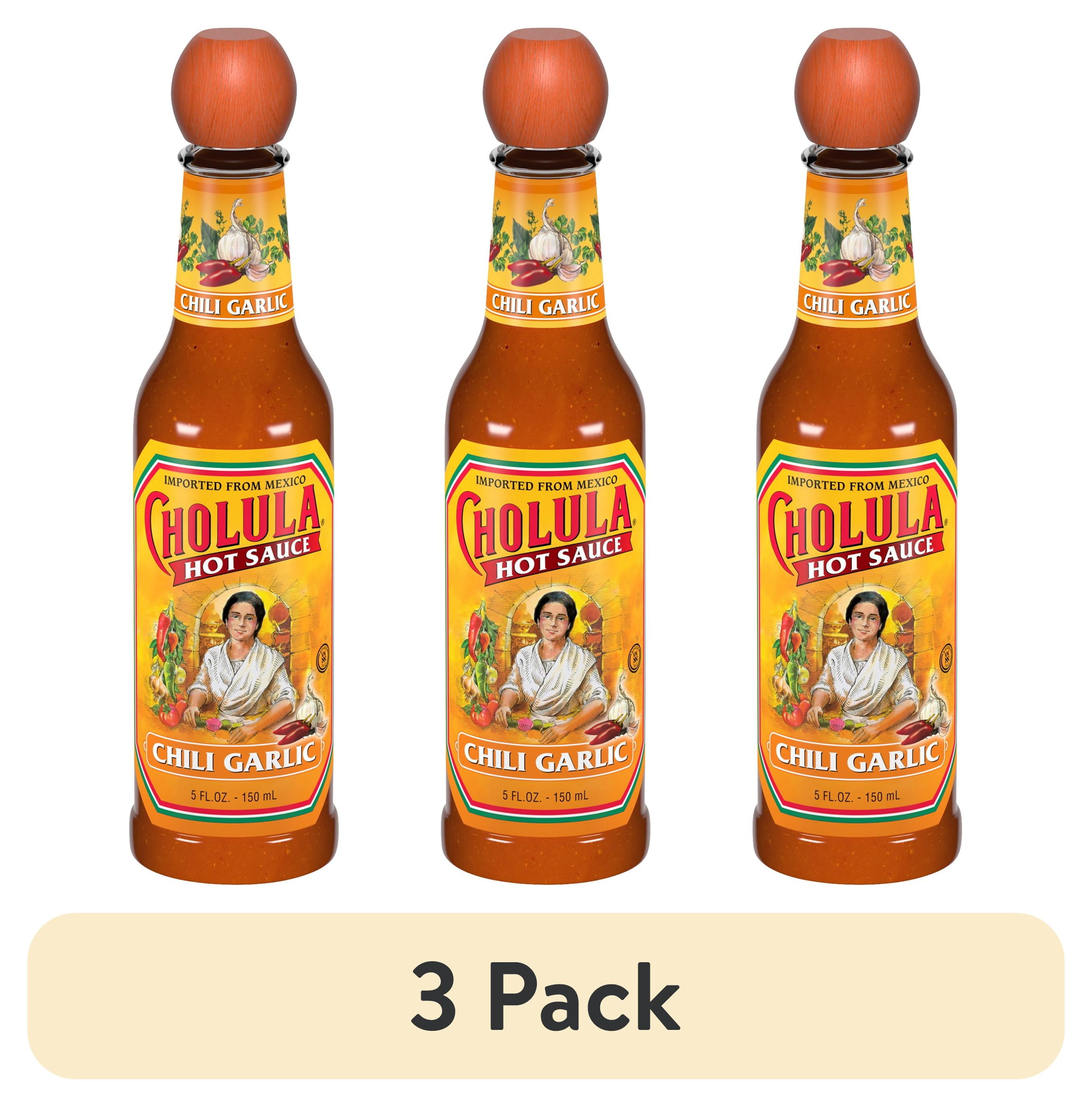 (3 pack) Cholula Non-GMO Kosher Chili Garlic Hot Sauce, 5.0 fl oz ...