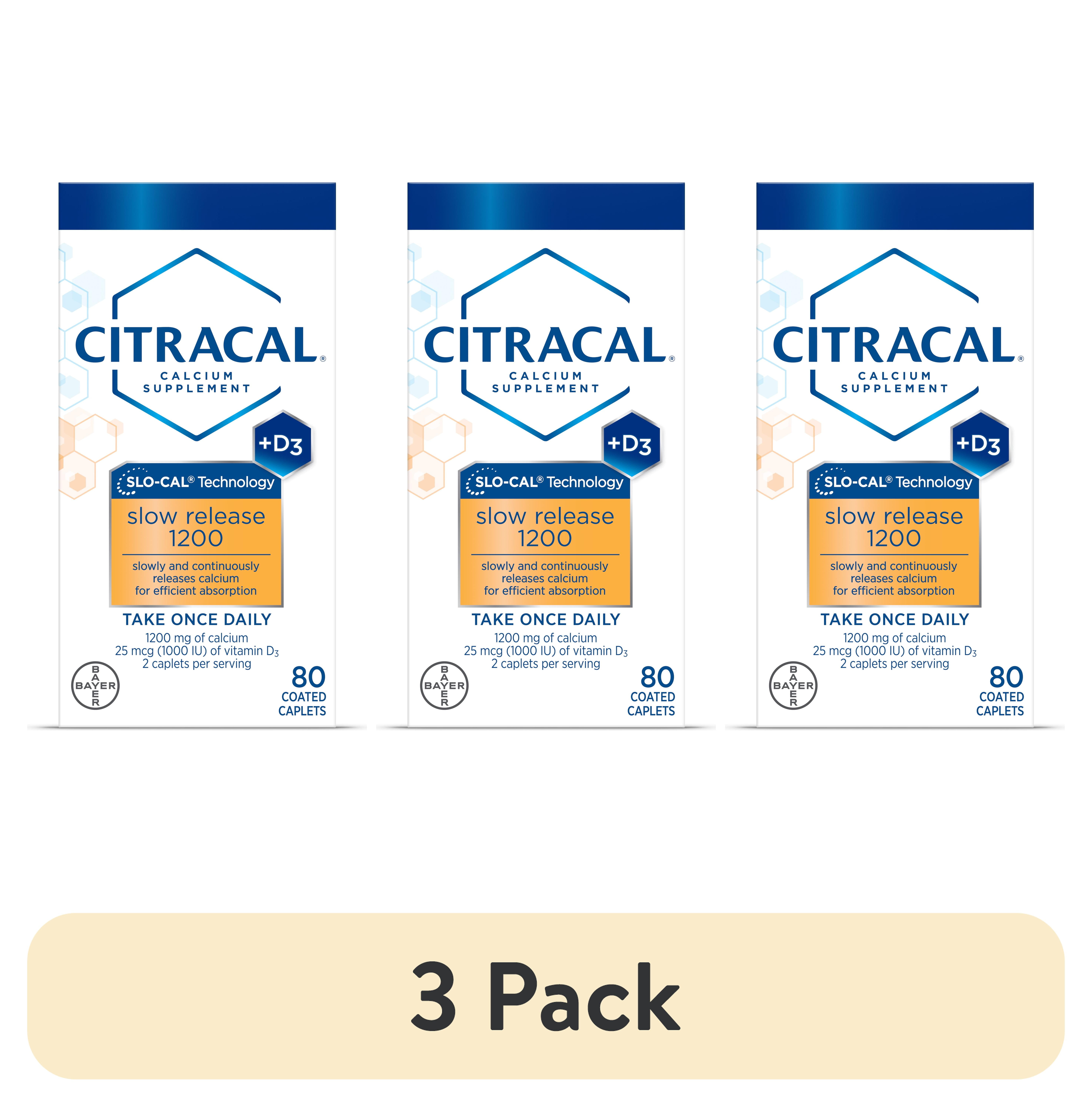 (3 pack) Citracal Slow Release 1200 Calcium with Vitamin D3, Bone ...
