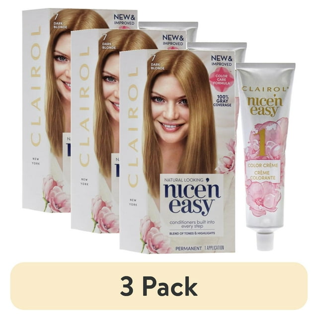 (3 pack) Clairol Nice'n Easy Permanent Hair Color Creme, 7 Dark Blonde ...