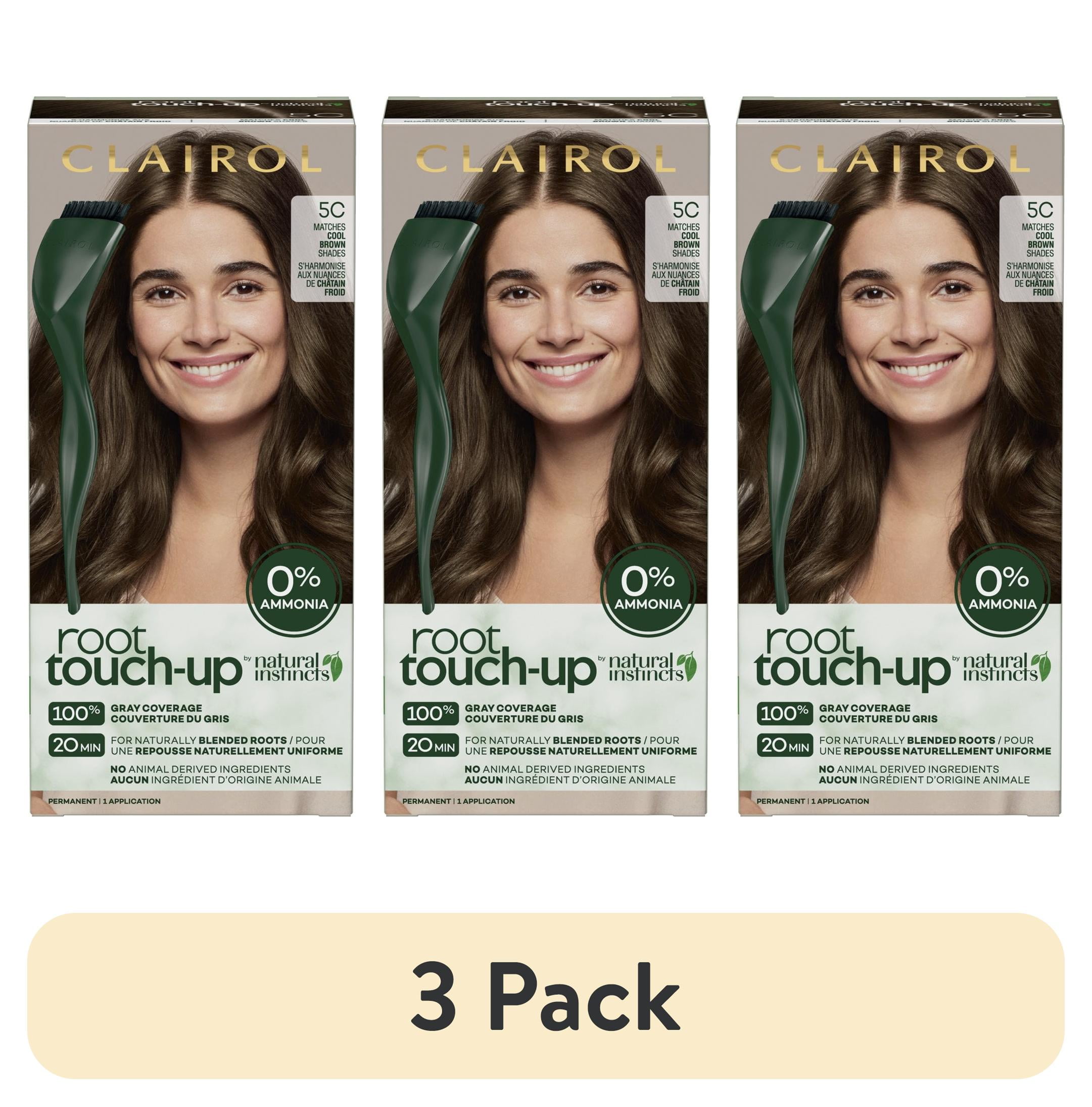 (3 pack) Clairol Root Touch-Up Natural Instincts Permanent Hair Dye, 5C ...